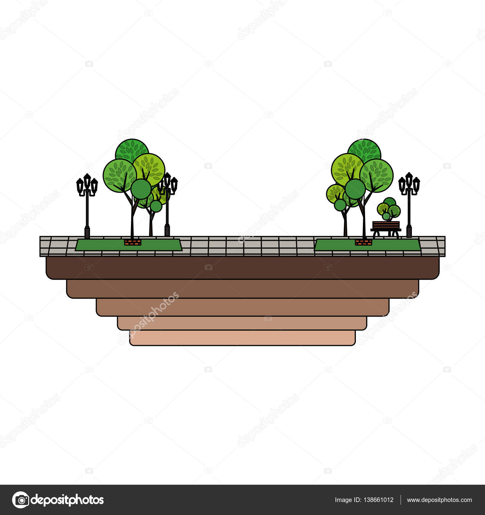 Parque con árboles Vector de stock #138661012 de ©jemastock