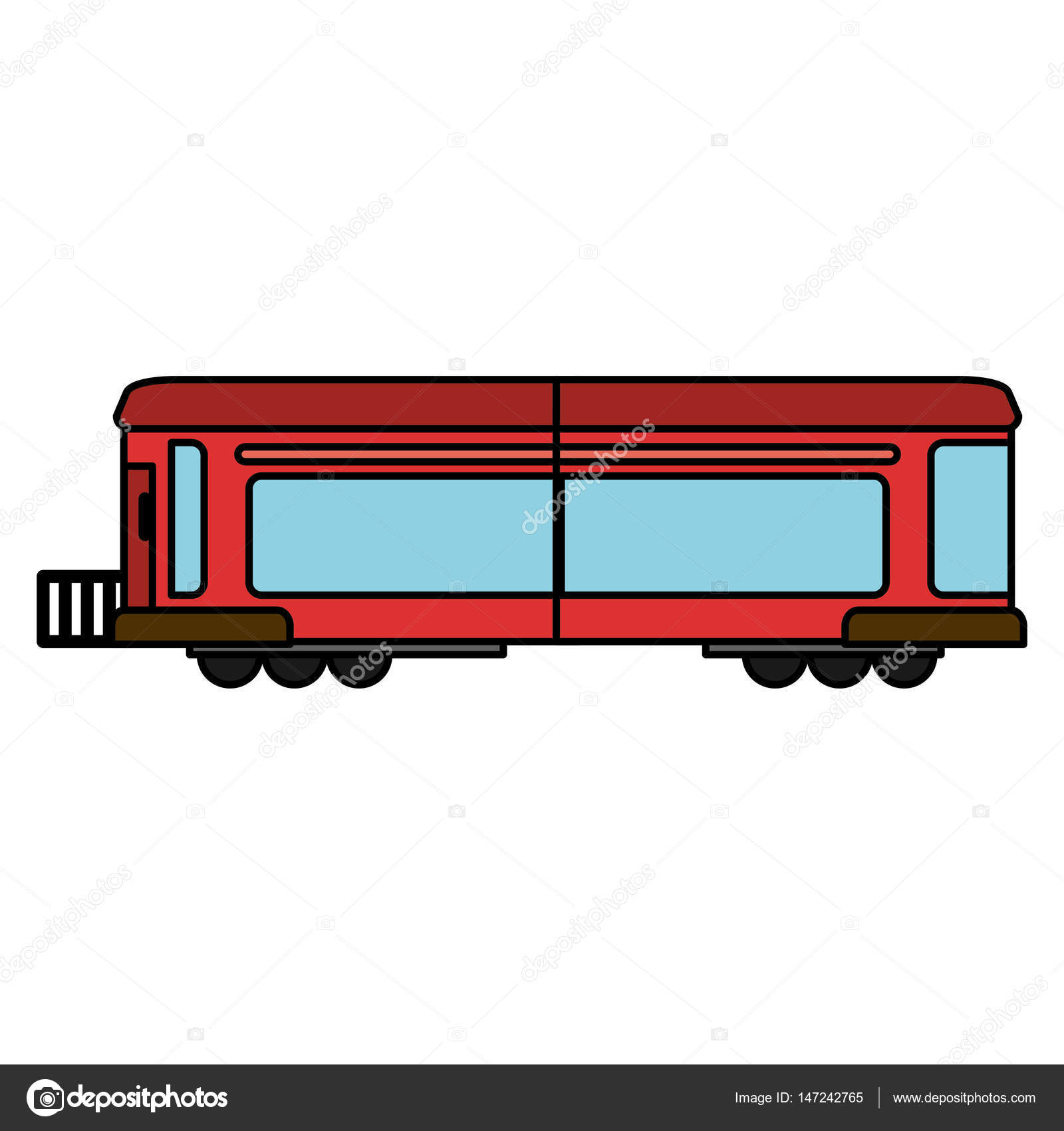 Cartoon red train wagon rail Stock Vector by ©jemastock 147242765