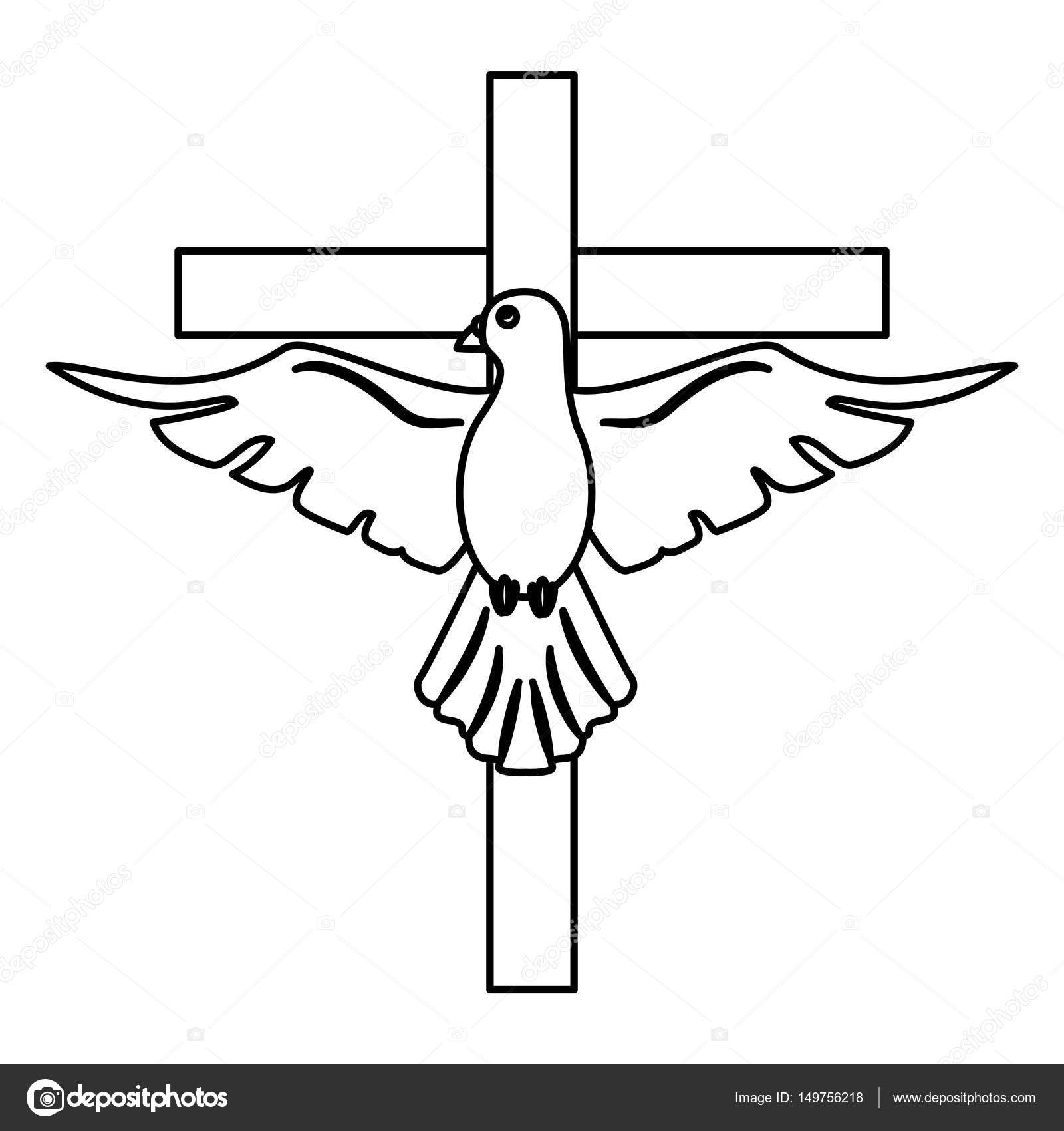 Holy spirit with cross sacred outline Stock Vector by ©jemastock 149756218