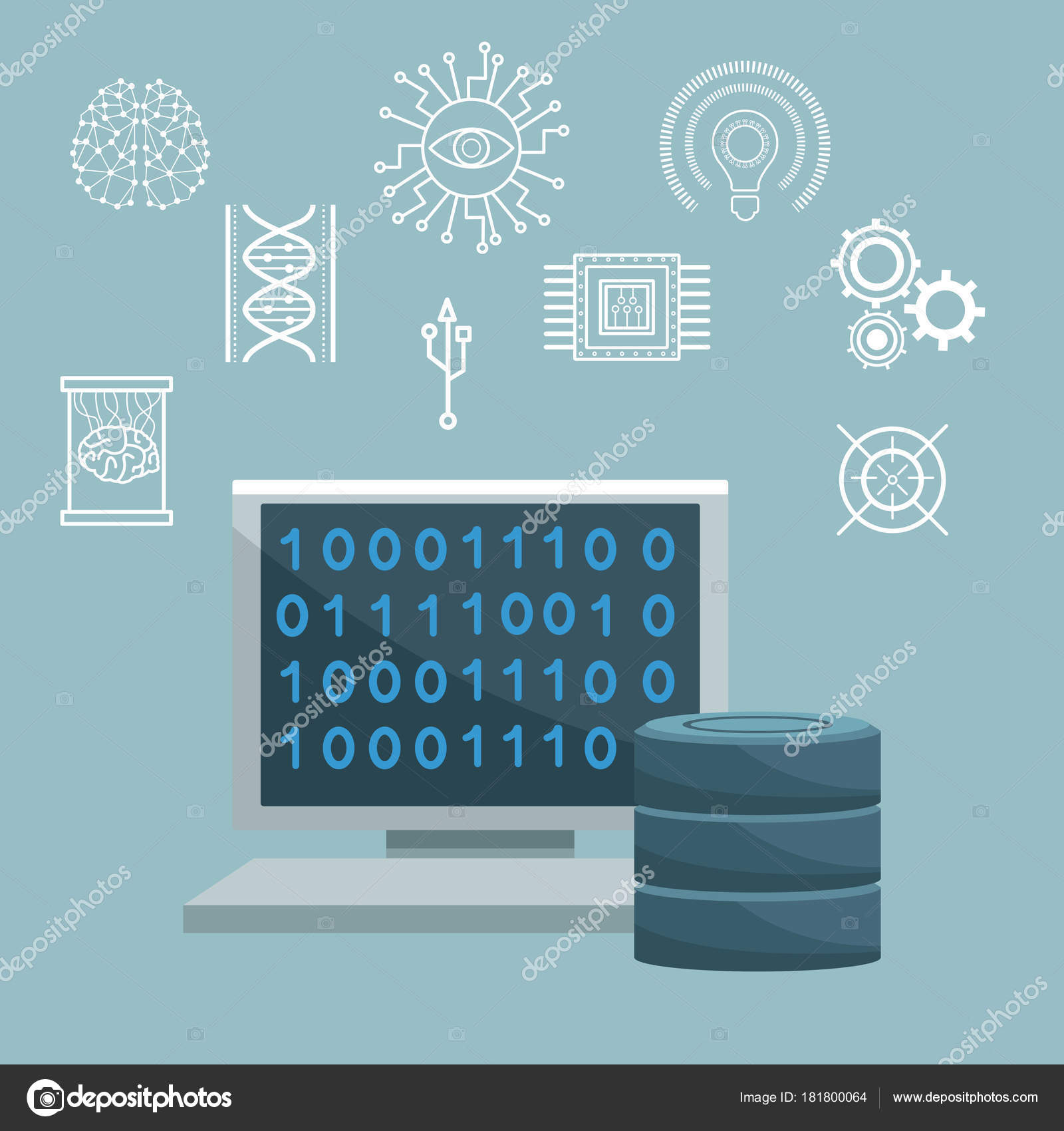 Artificial intelligence icons Stock Vector by ©jemastock 181800064