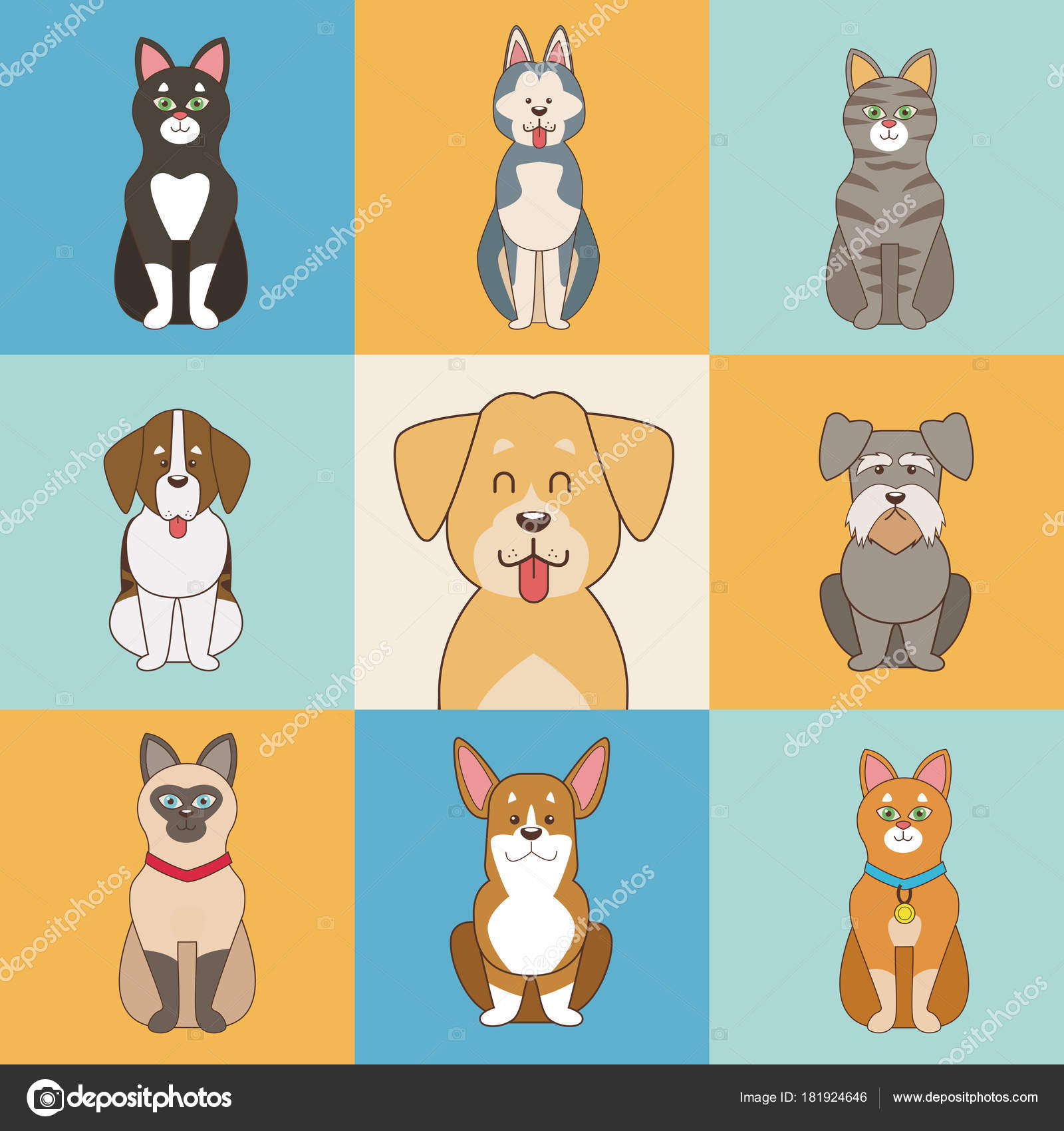 Cute pets cartoon Stock Vector by ©jemastock 181924646