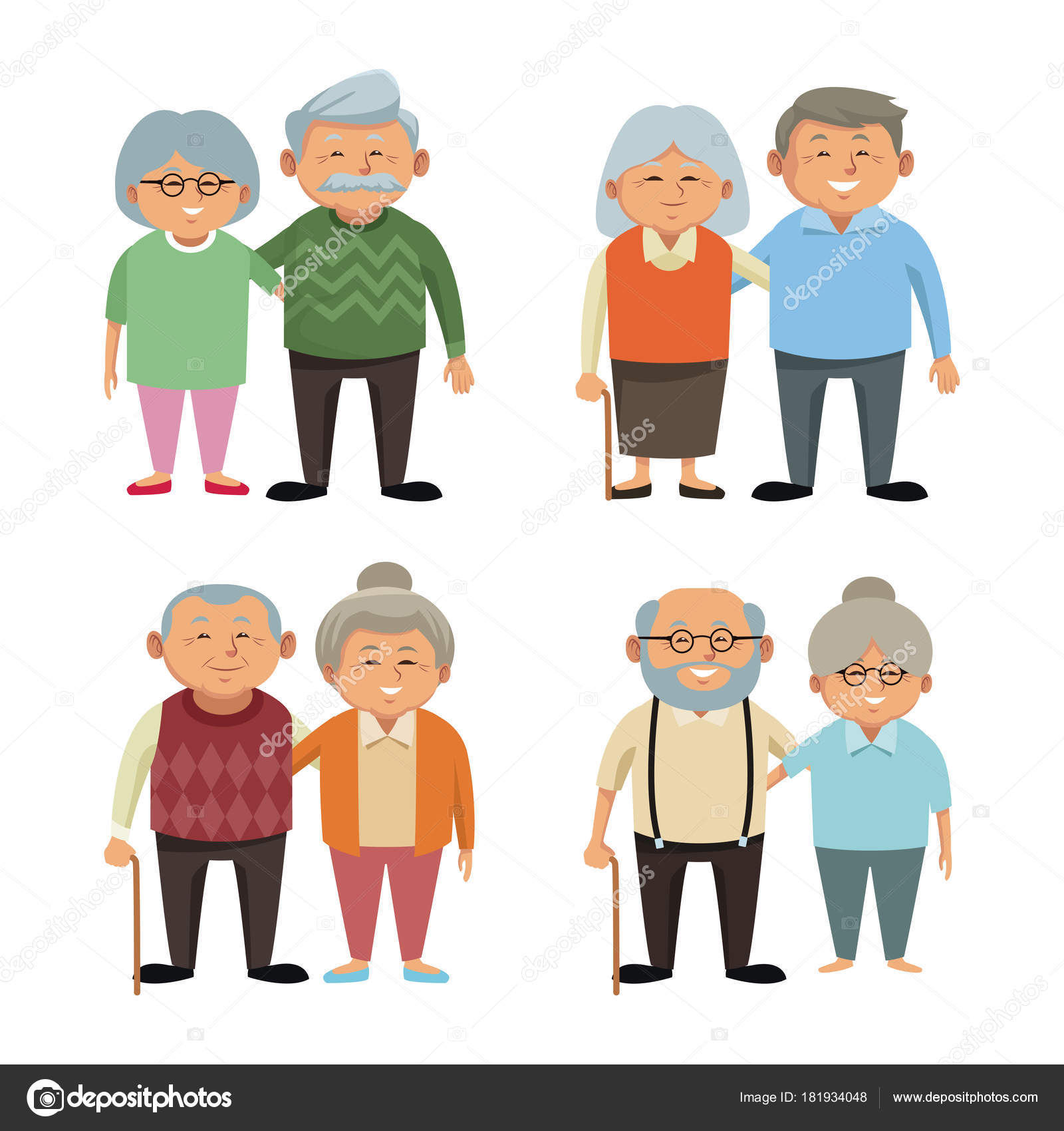 Feliz Dibujos Animados Abuelos Vector Grfico Vectorial