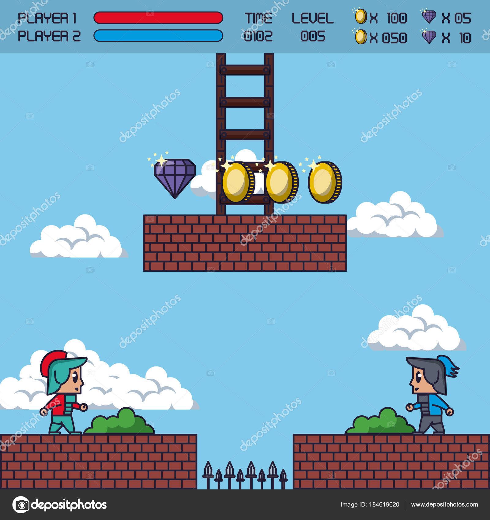 Pixelated game scenery Stock Vector Image by ©jemastock #184619620