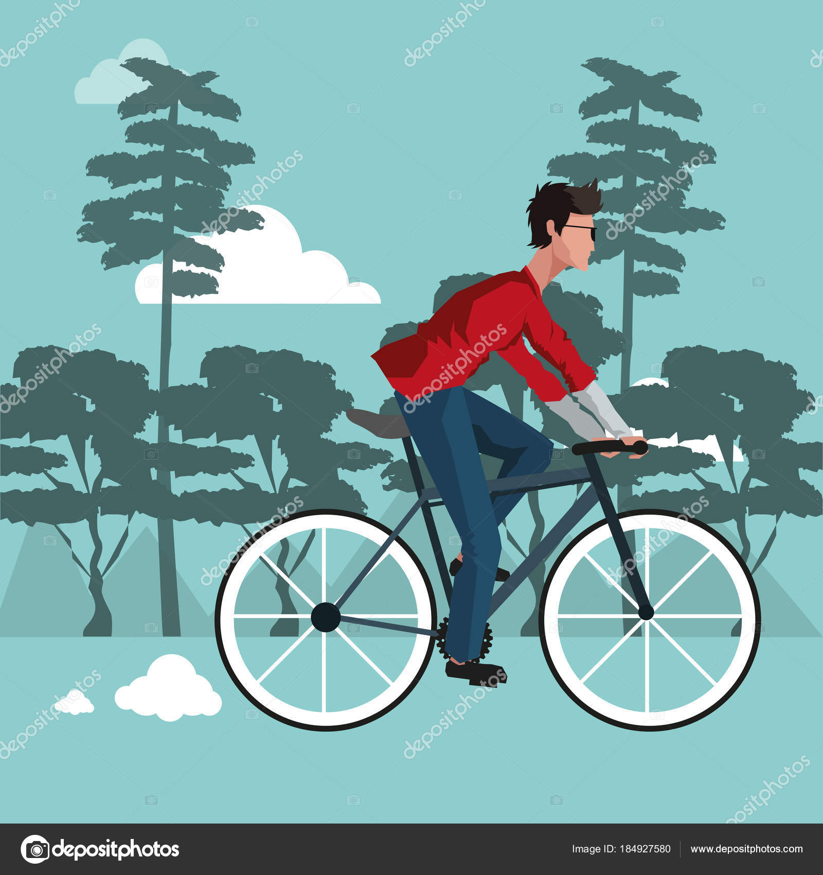 Man on bike riding Stock Vector Image by ©jemastock #184927580