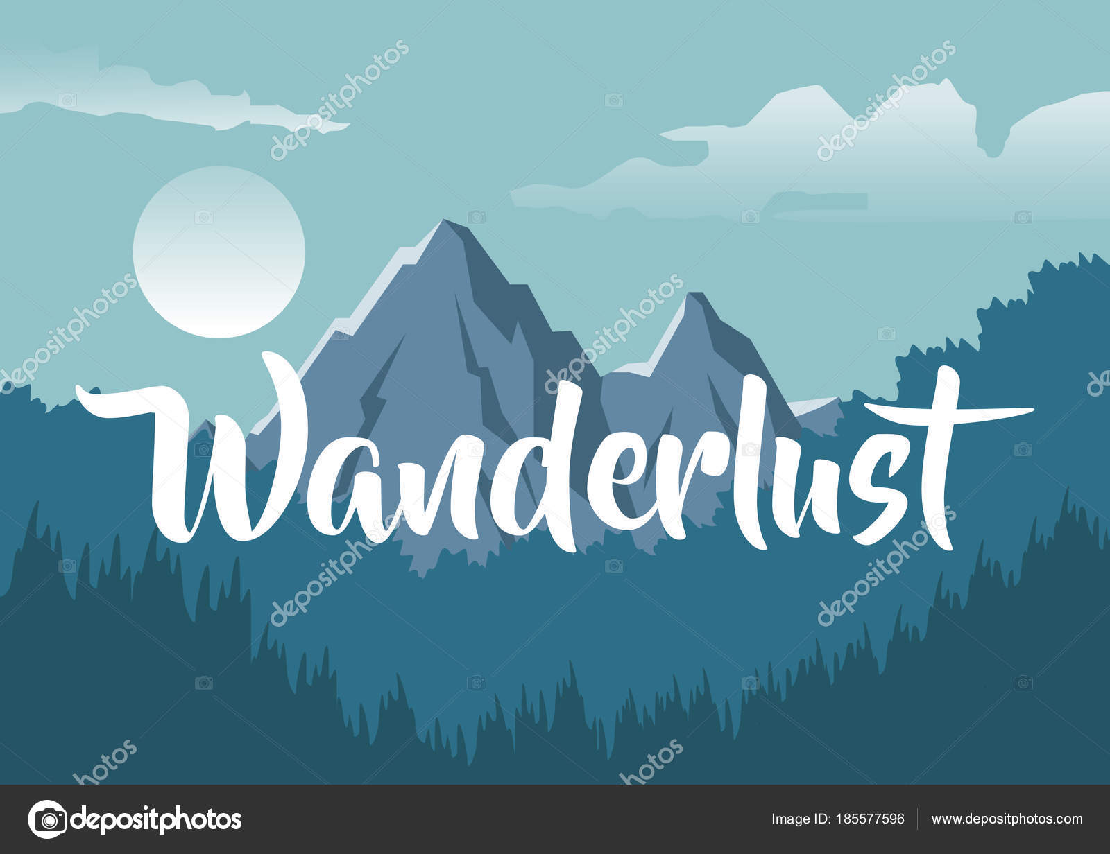 Colorful background with night landscape of mountain and forest with ...