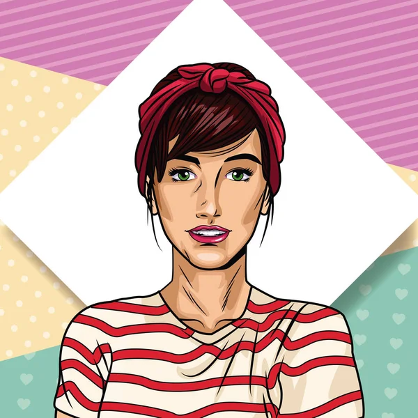 Pop Art Woman Glasses Cartoon Vintage Frame Vector Illustration Graphic