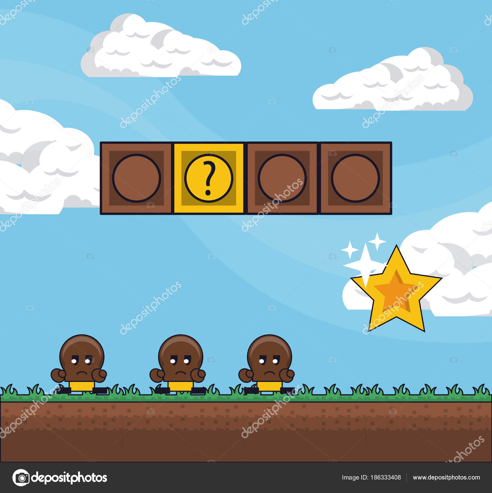 Pixelated game scenery Stock Vector by ©jemastock 186333408