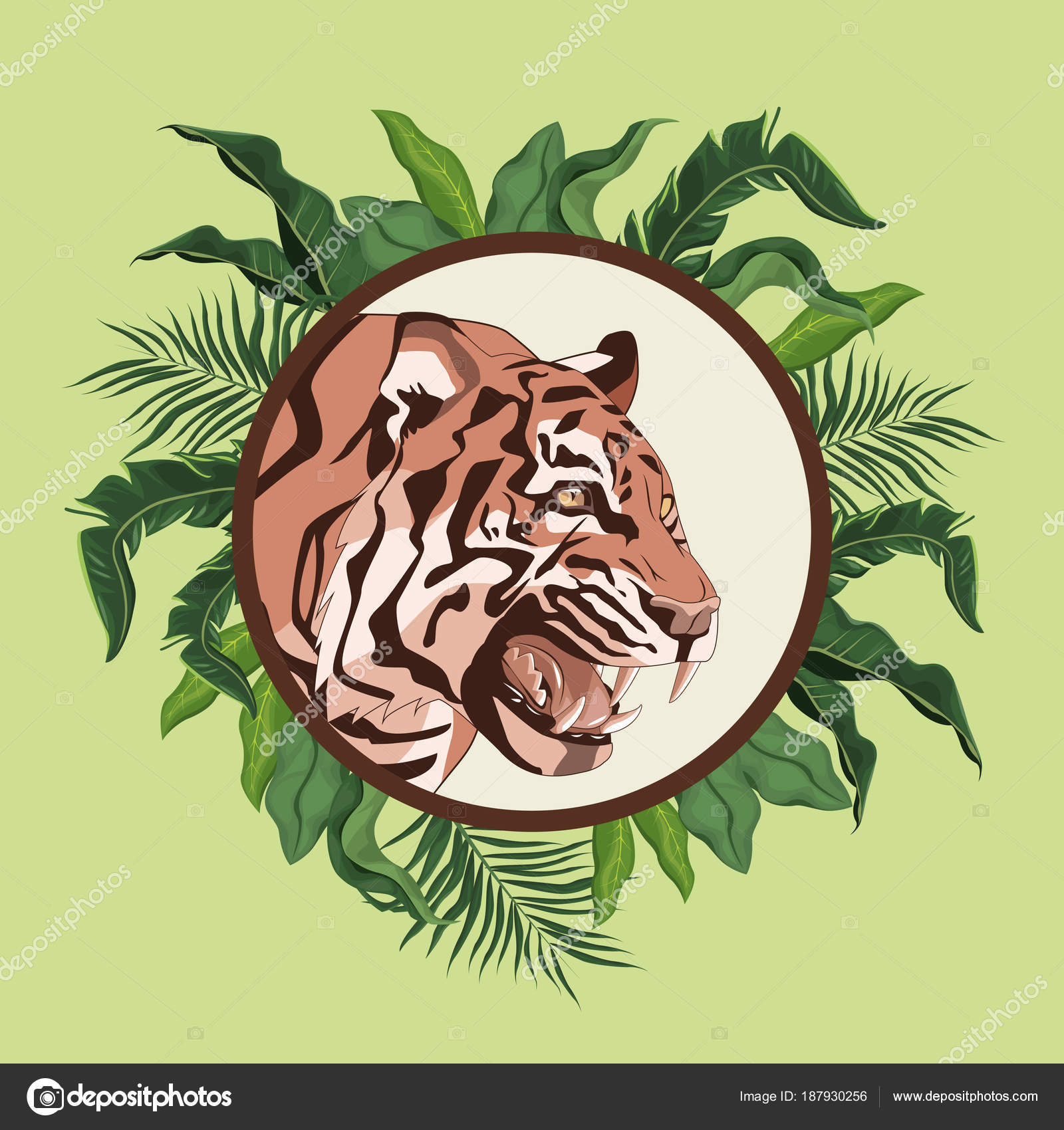 Tiger drawing in the jungle Stock Vector Image by ©jemastock #187930256