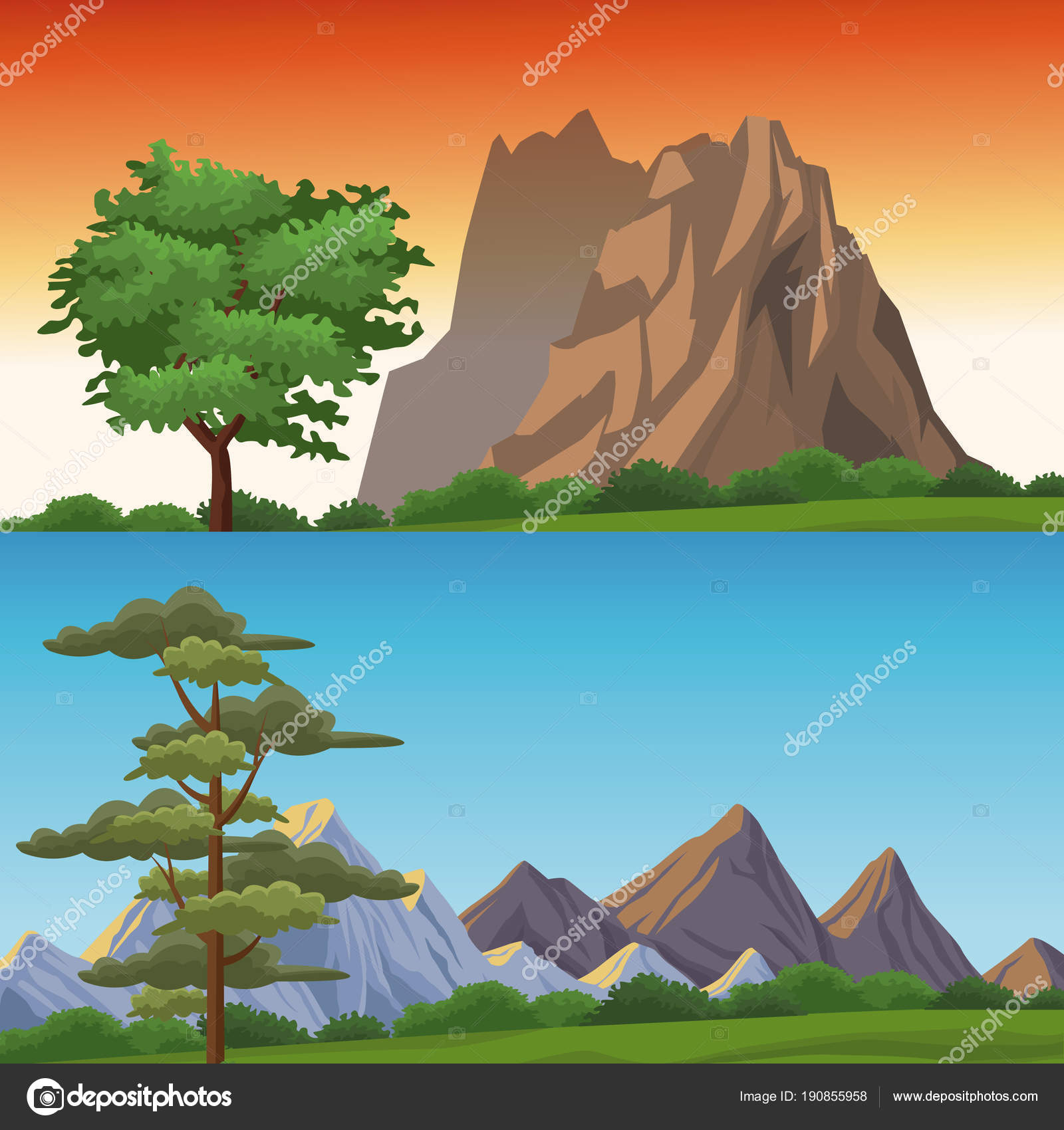 Two differents landscapes Stock Illustration by ©jemastock #190855958