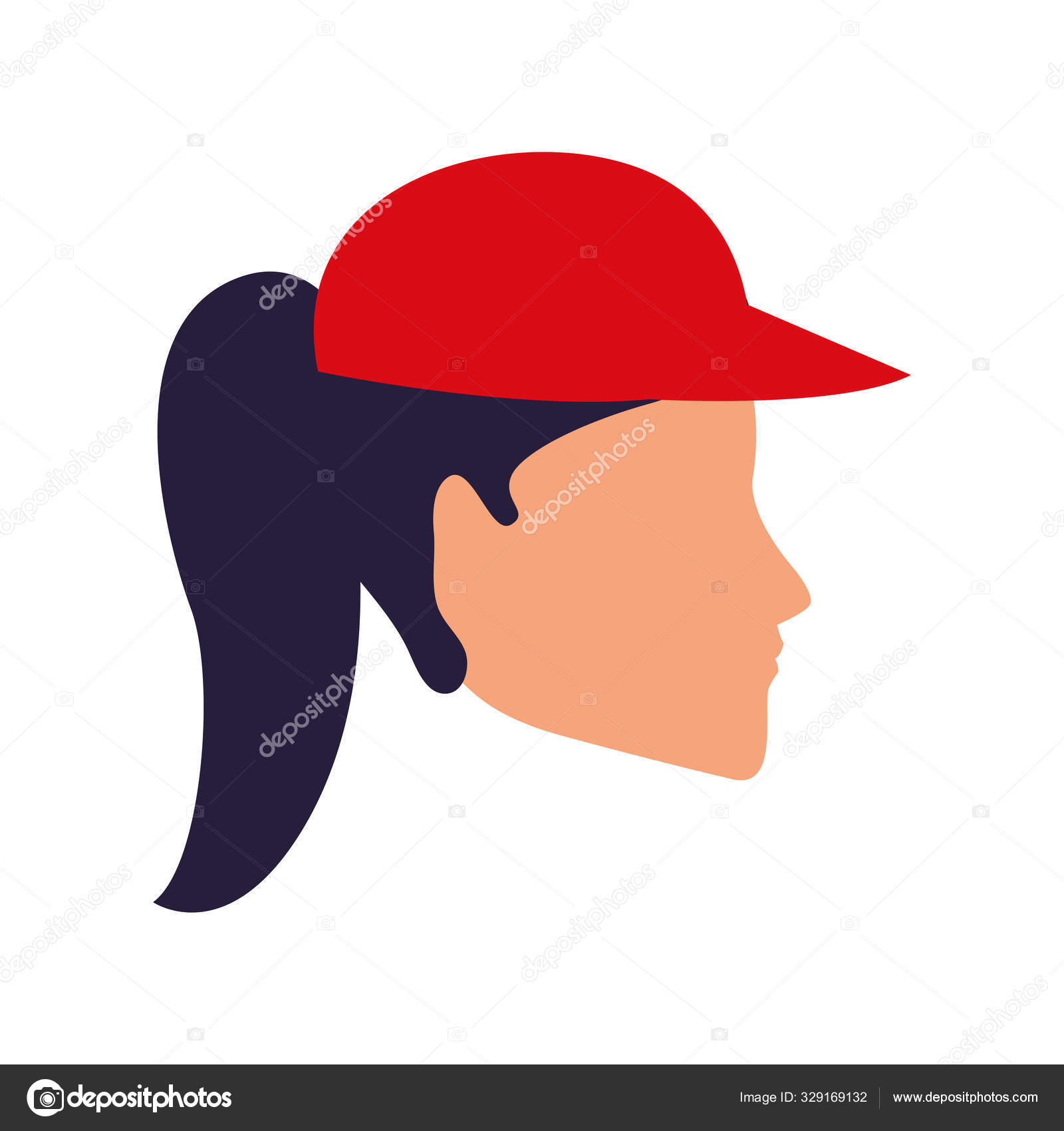 Avatar woman wearing a cap icon, flat design Stock Vector Image by ...