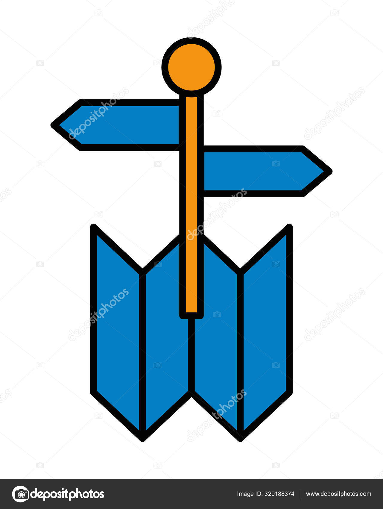 Paper map guide with traffic arrows signal Stock Vector by ©jemastock ...