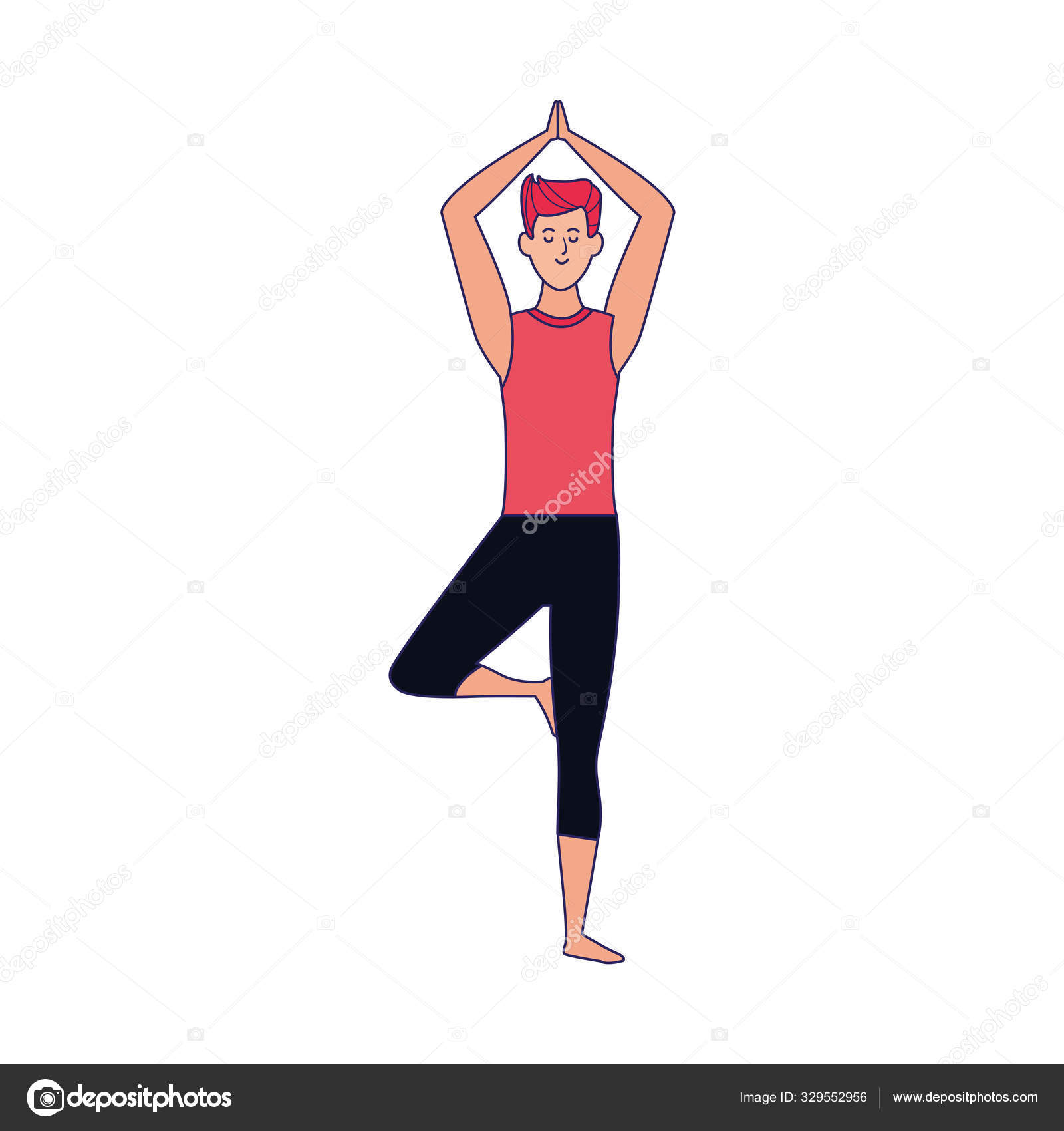 Cartoon man doing yoga tree pose icon Stock Vector Image by ©jemastock ...