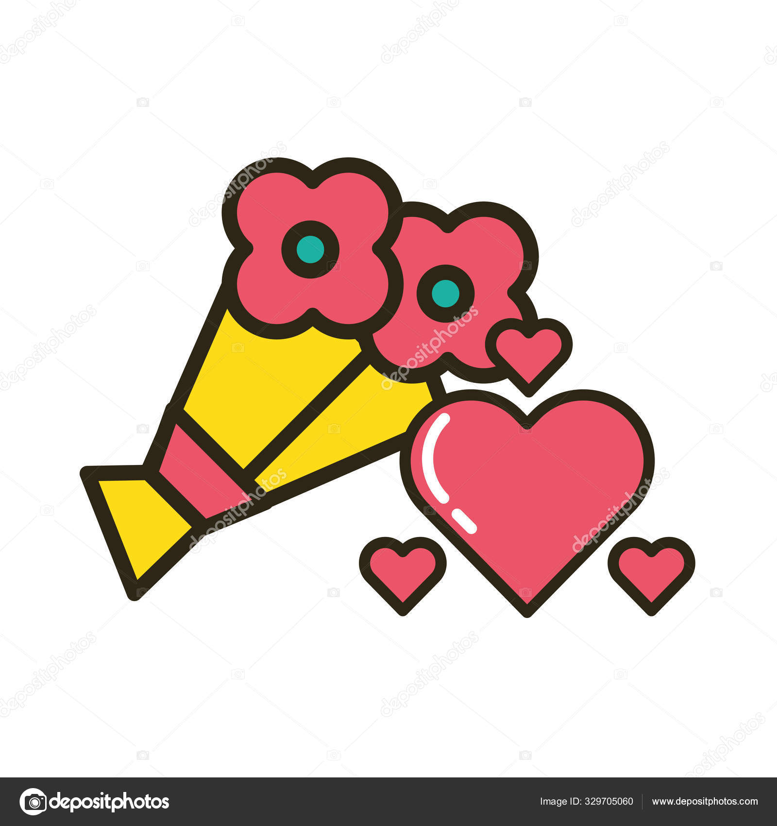 Ramo de flores con corazones amor Vector de stock #329705060 de ©jemastock