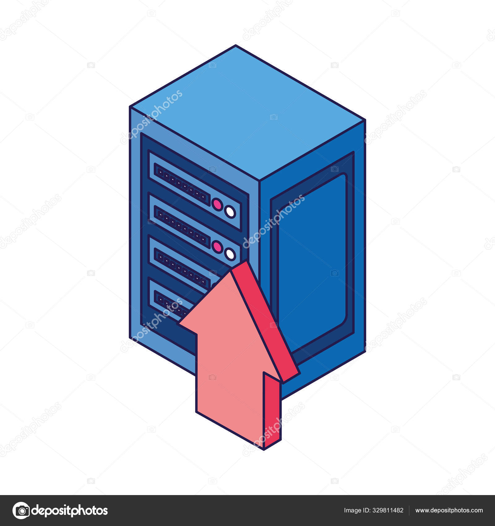 Upload arrow and data server center icon Stock Vector Image by ...