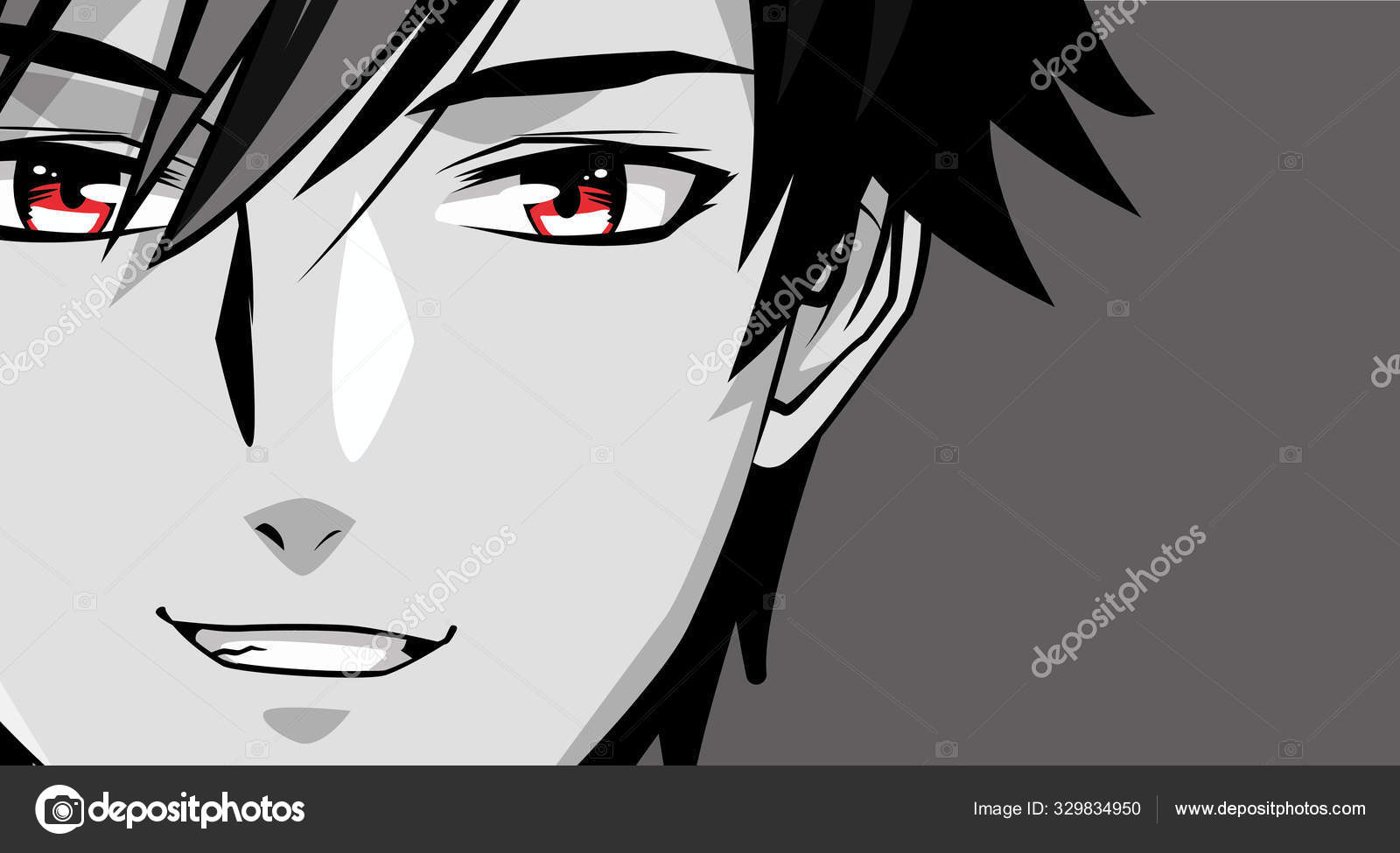 Face young man monochrome anime style character Stock Vector Image by ...