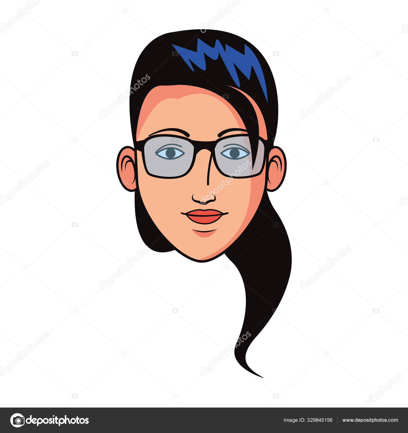 Woman face with glasses icon, flat design Stock Vector Image by ...