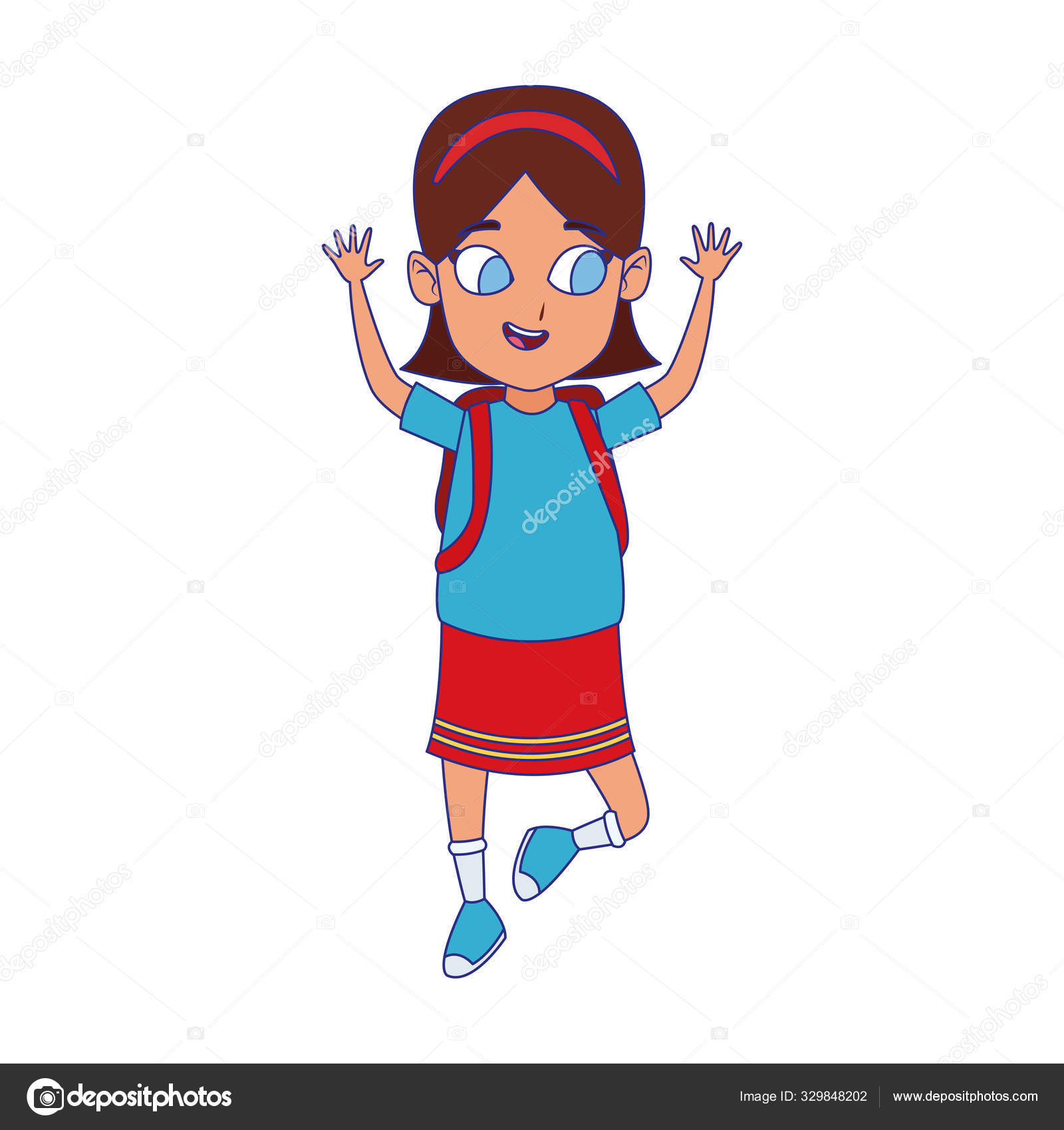 Cartoon girl with school backpack, flat design Stock Vector by ...