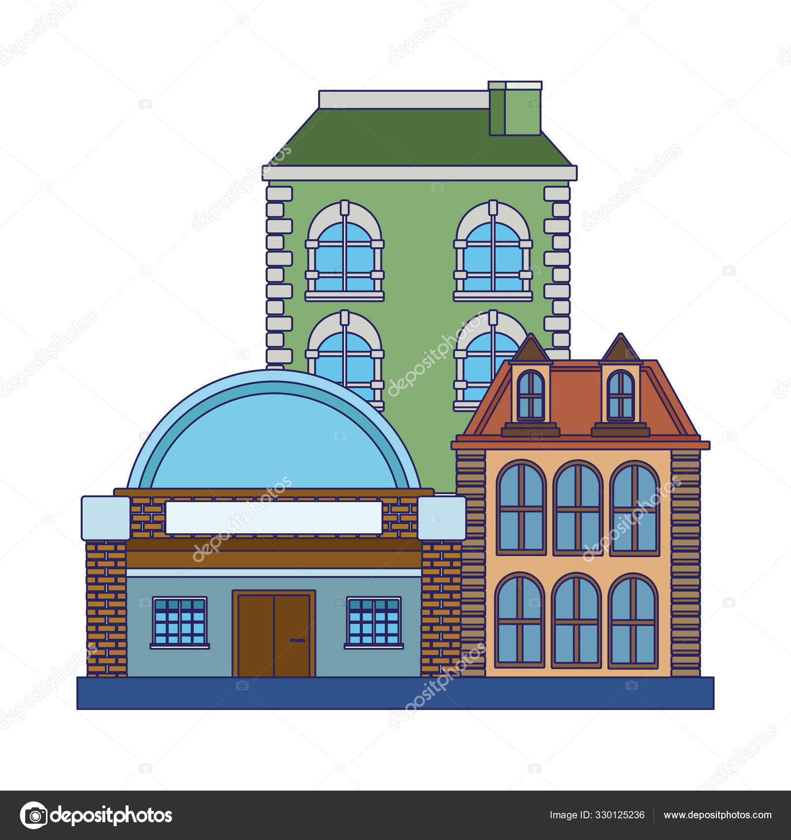 Old buildings icon, flat design Stock Vector Image by ©jemastock #330125236