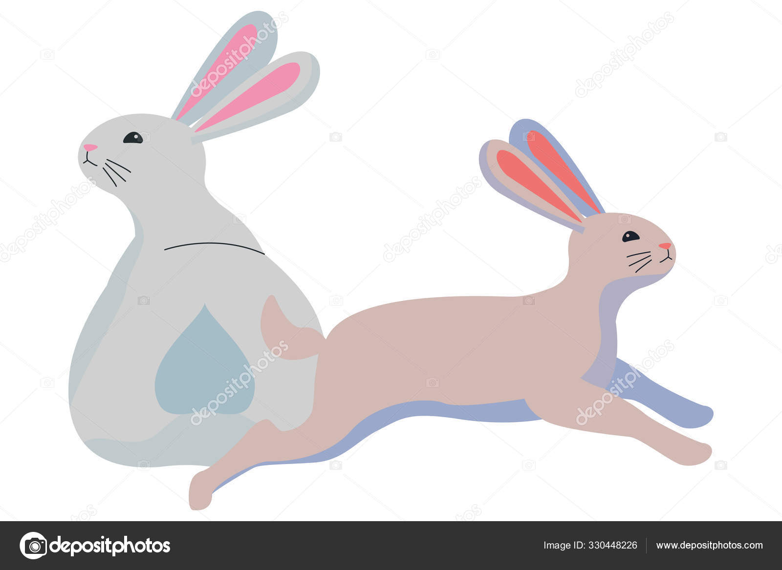 Cute two rabbits animals cartoons Stock Illustration by ©jemastock ...