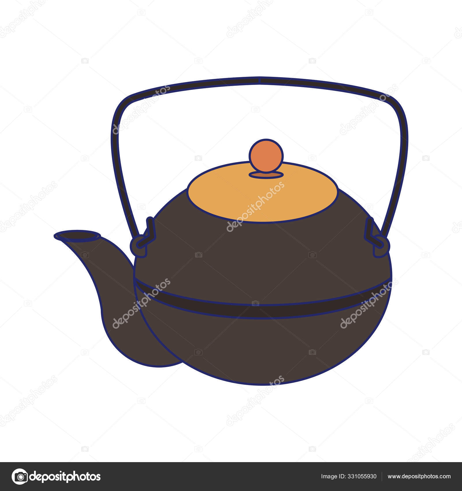 Japanese Cast iron teapot Stock Vector by ©jemastock 331055930