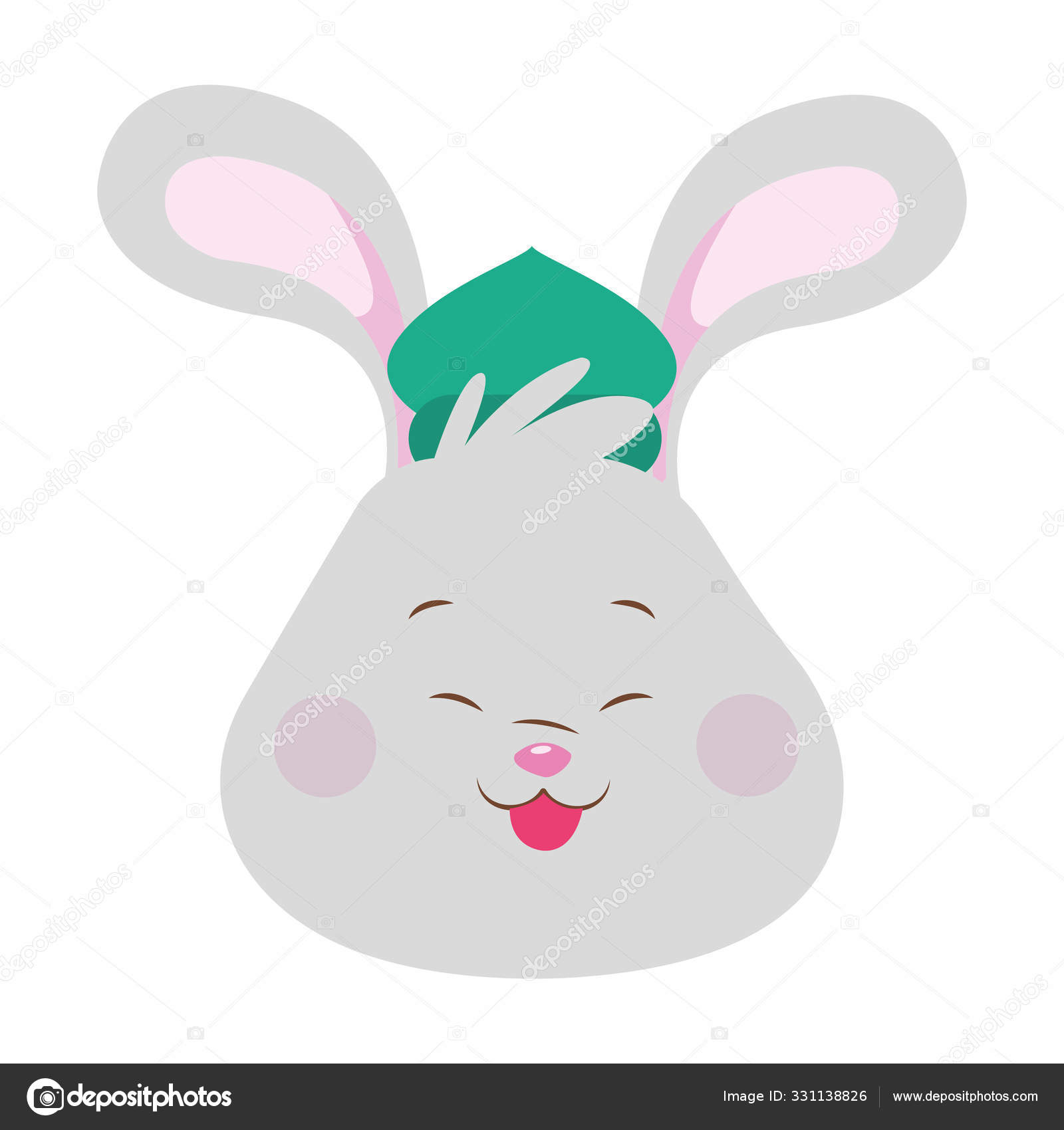 Cartoon Rabbit head with hat icon, flat design Stock Vector by ...