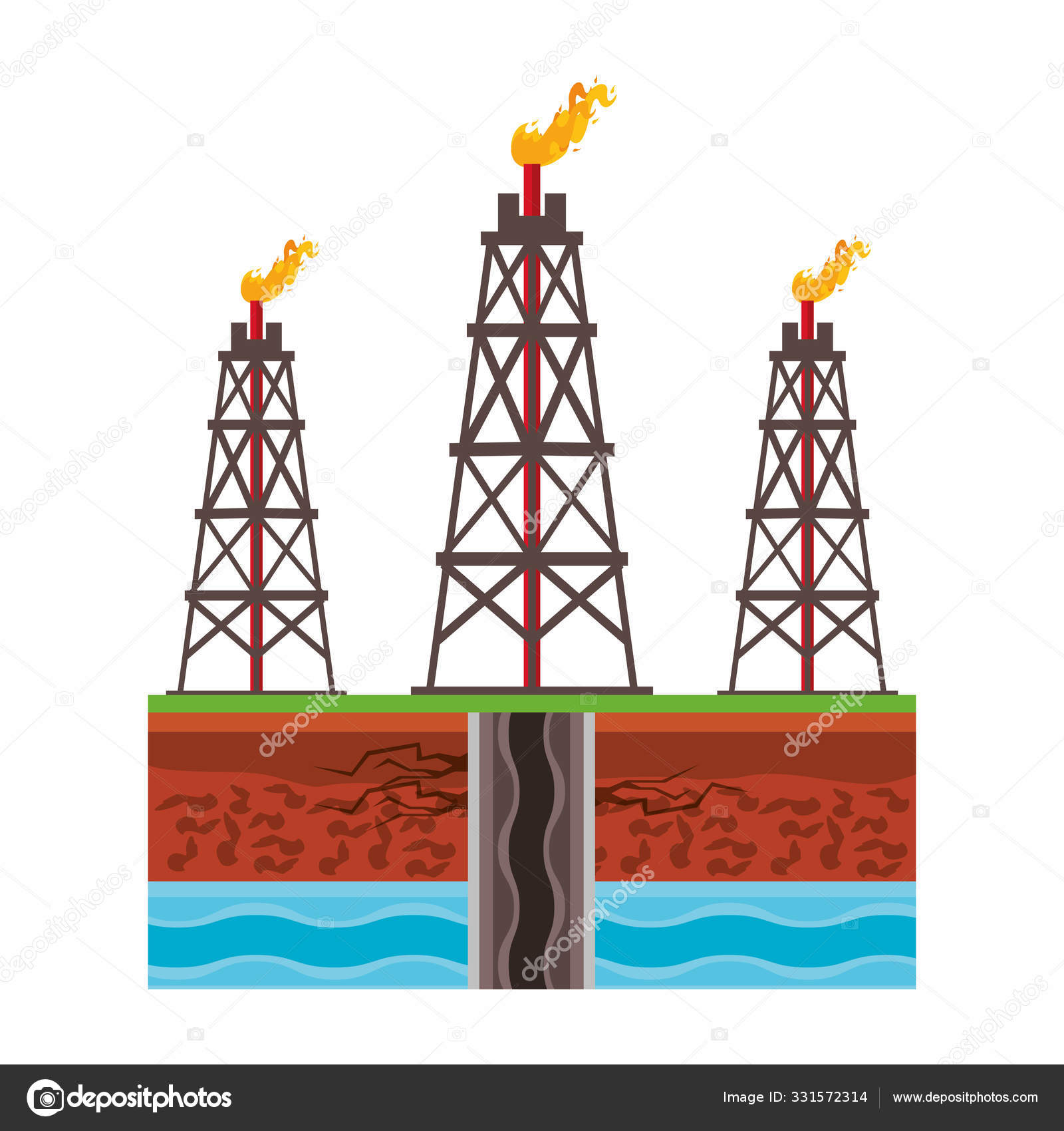 Refinaria de petróleo gás fábrica desenhos animados Vetor de stock de ...