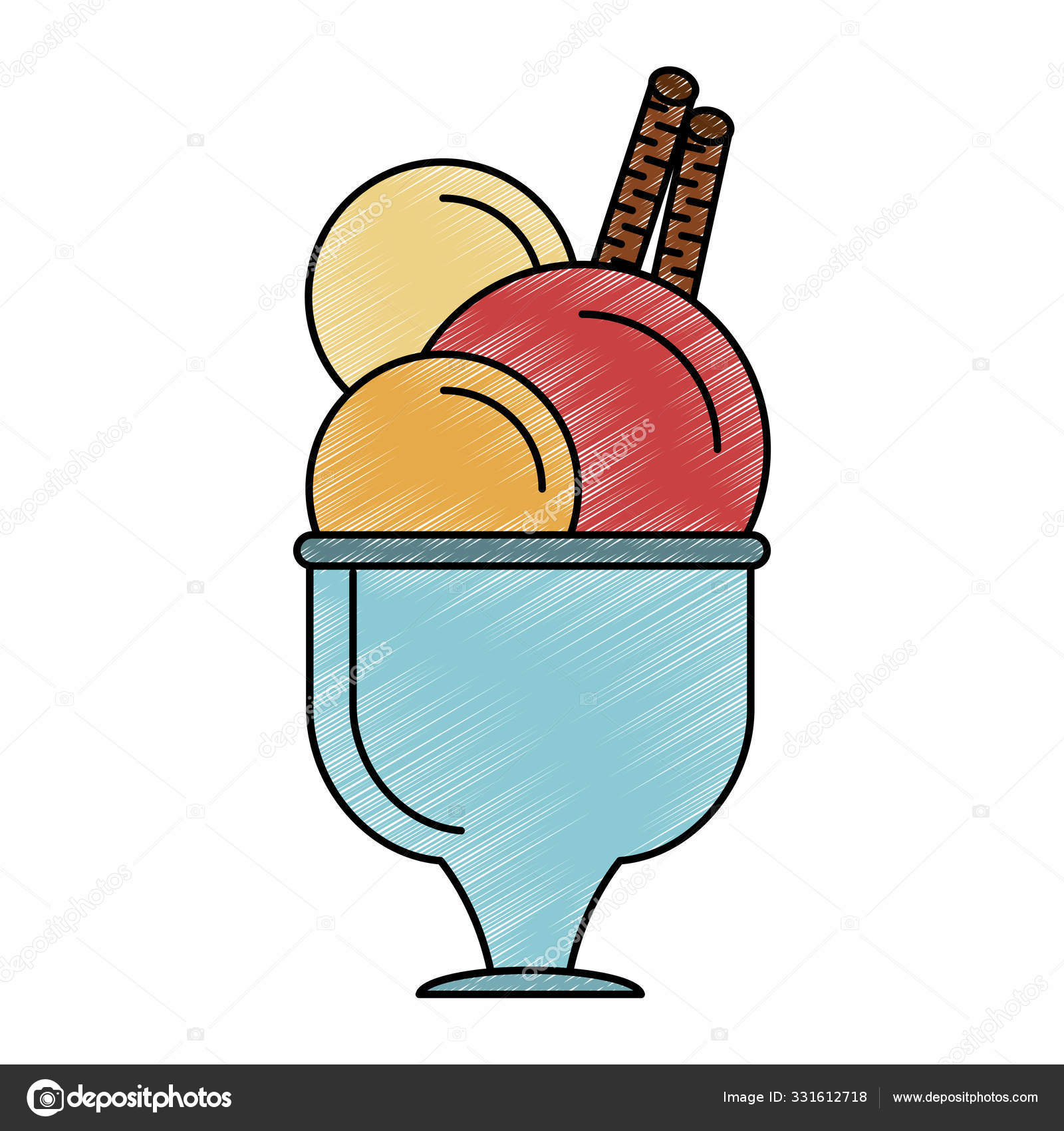 Copas de helado en la taza garabato Vector de stock por ©jemastock ...
