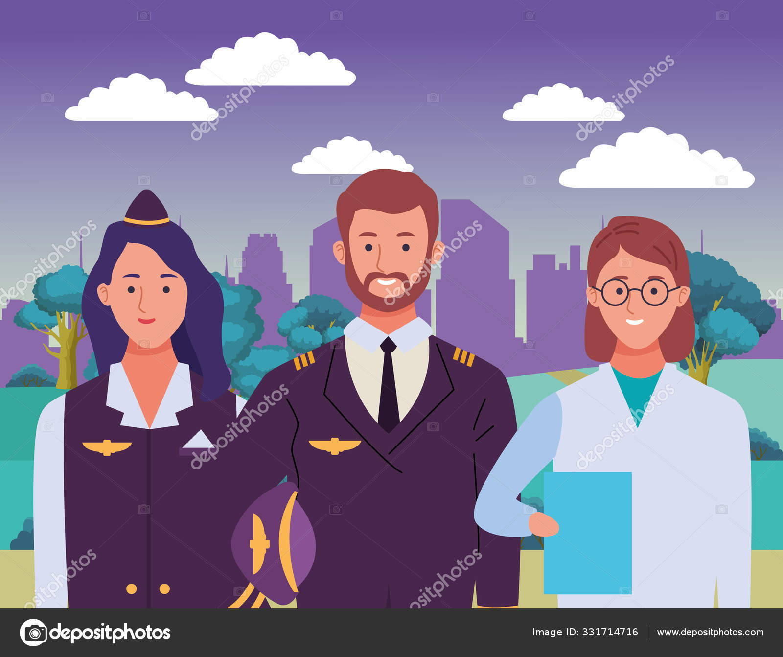 Professionals workers characters smiling cartoons Stock Vector Image by ...
