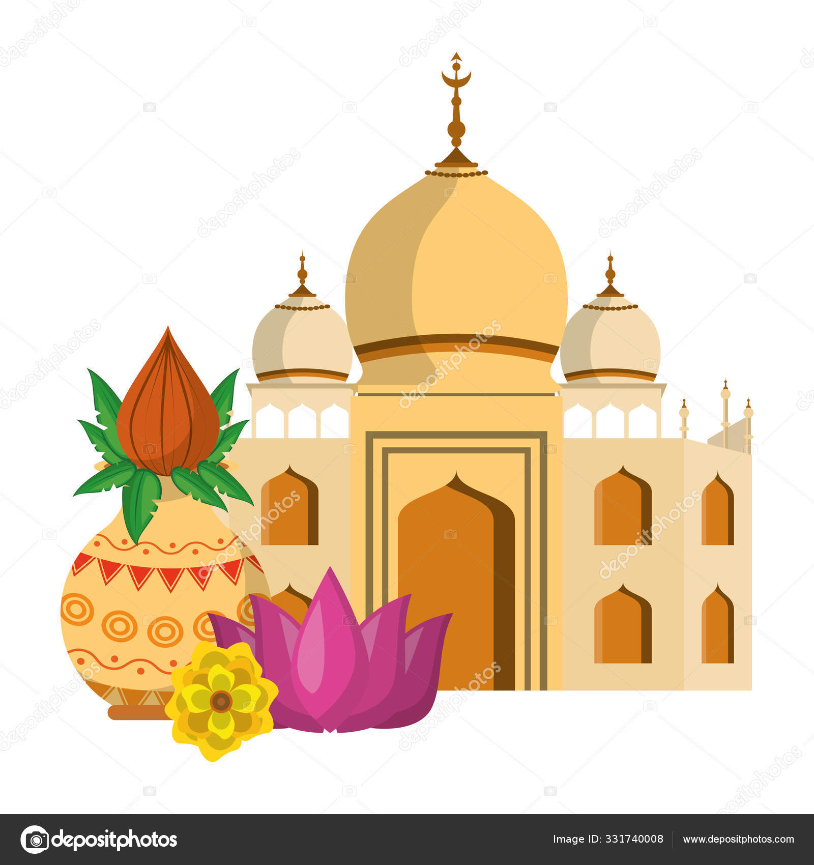 Monumen bangunan India ikon kartun Vektor Stok oleh ©jemastock 331740008