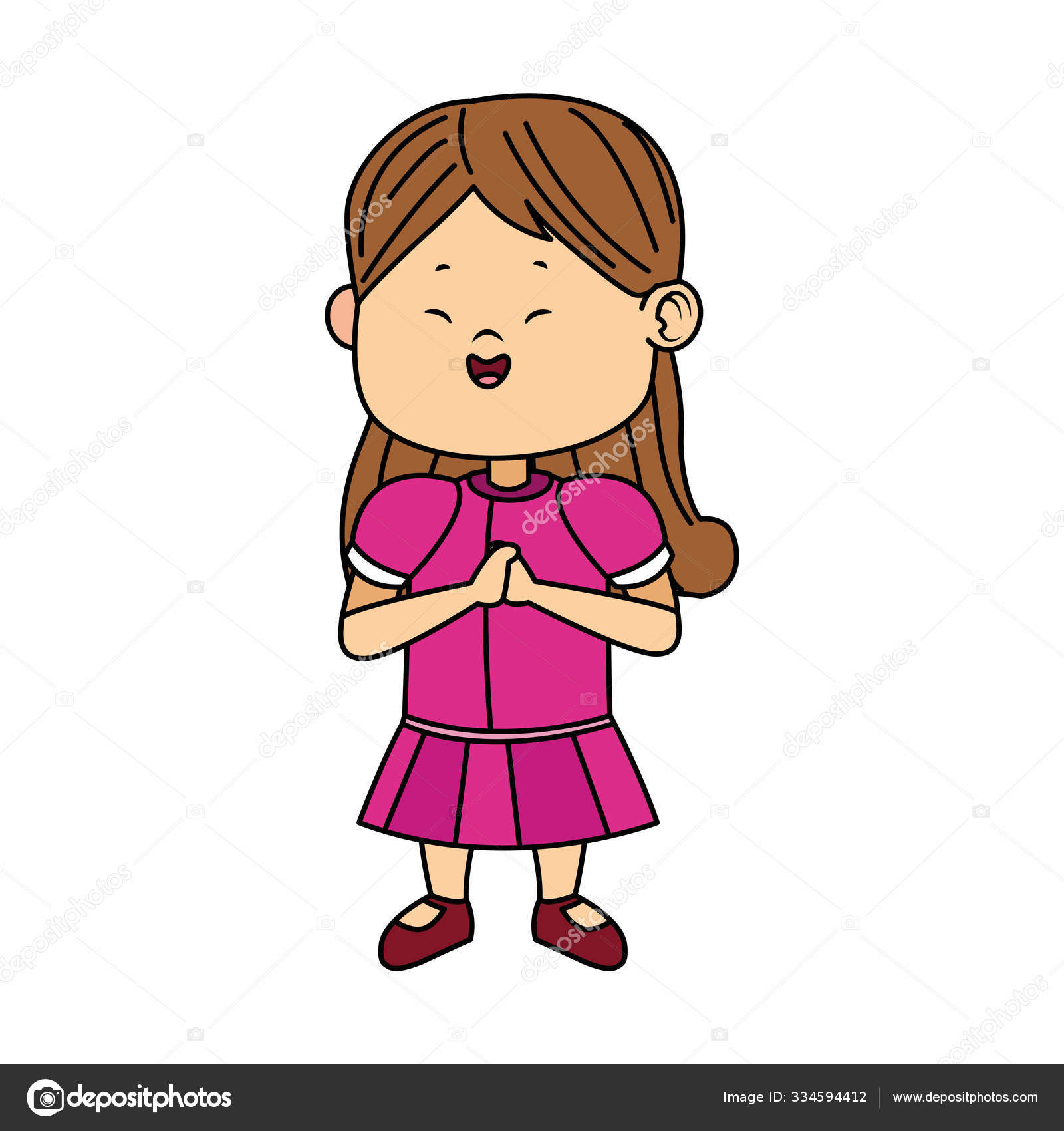 Cute girl standing icon Stock Vector Image by ©jemastock #334594412
