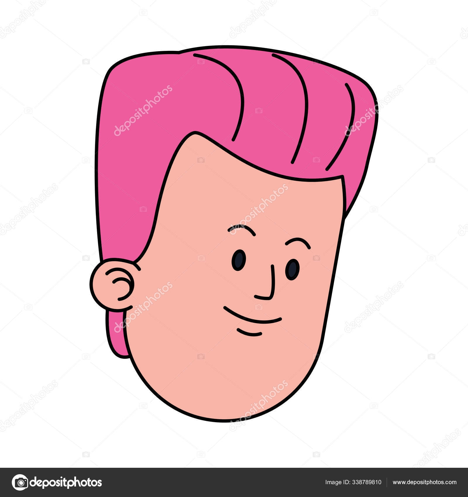 Hombre de dibujos animados con icono de pelo rosa, diseño colorido ...