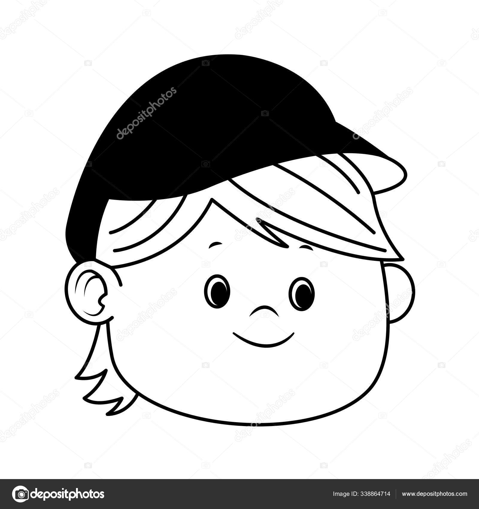 Cartoon boy face wearing a cap, flat design Stock Vector Image by ...