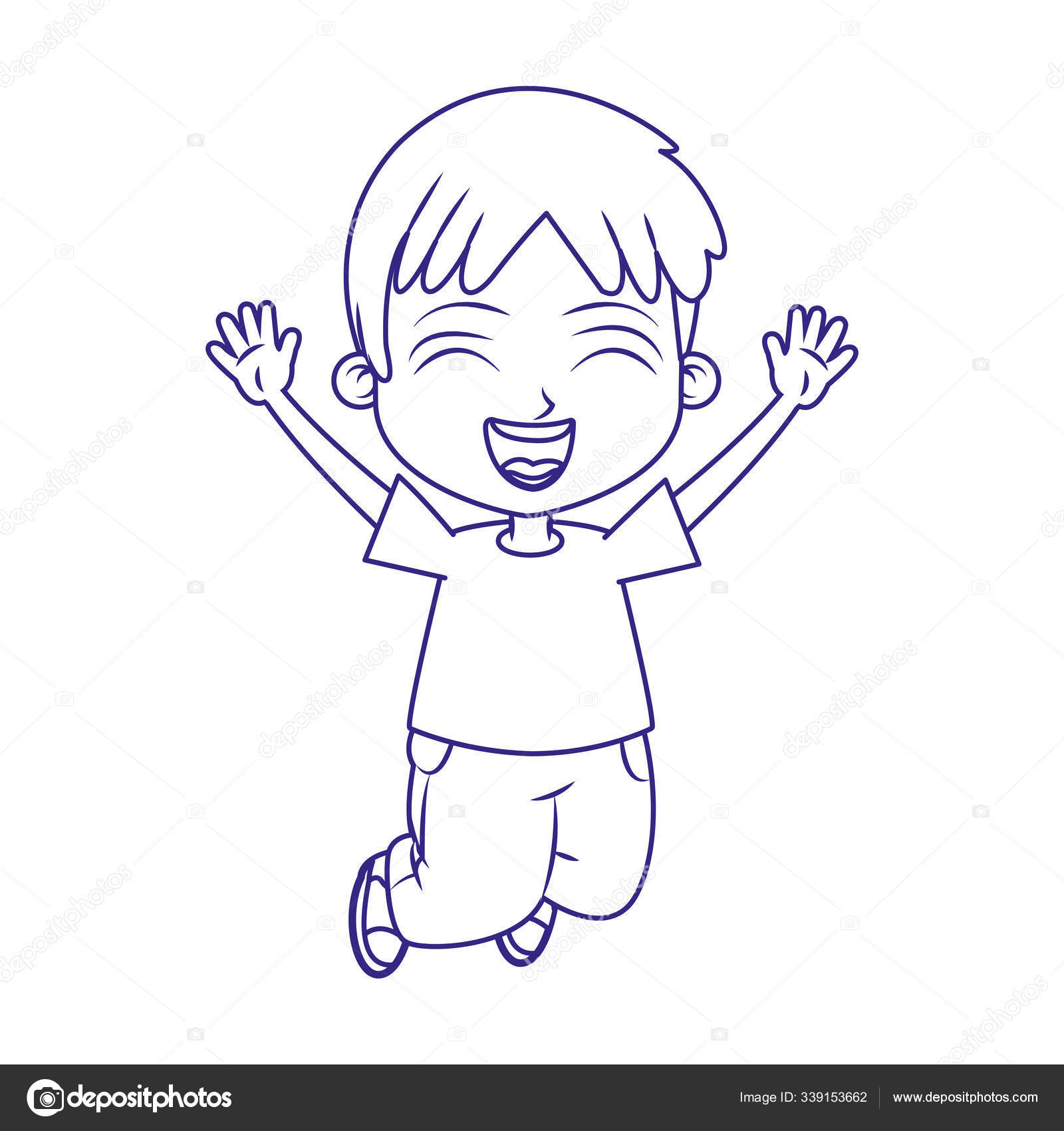 Cartoon excited boy jumping icon, flat design Stock Vector by ...