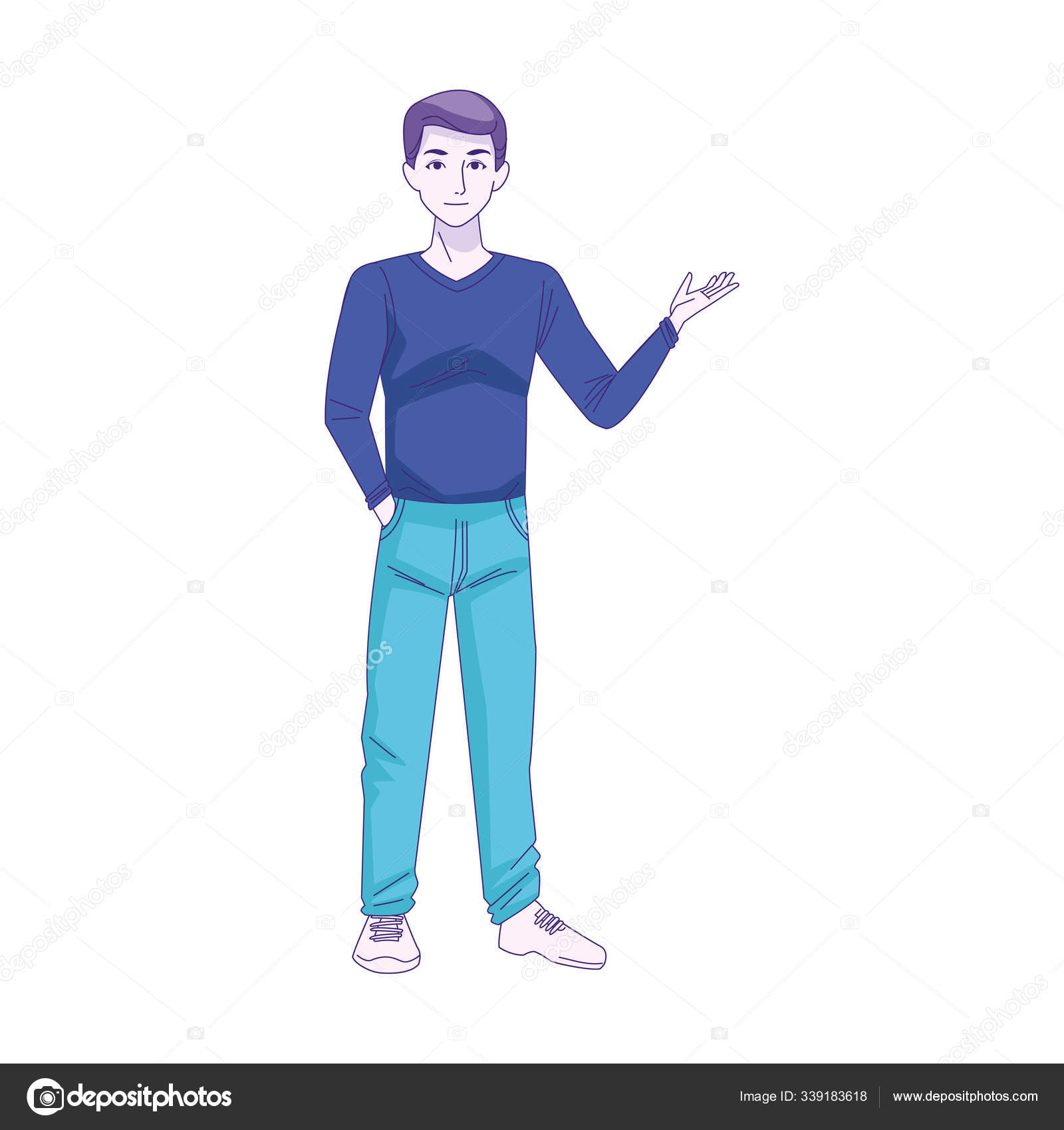 Cartoon Man Standing Sideways