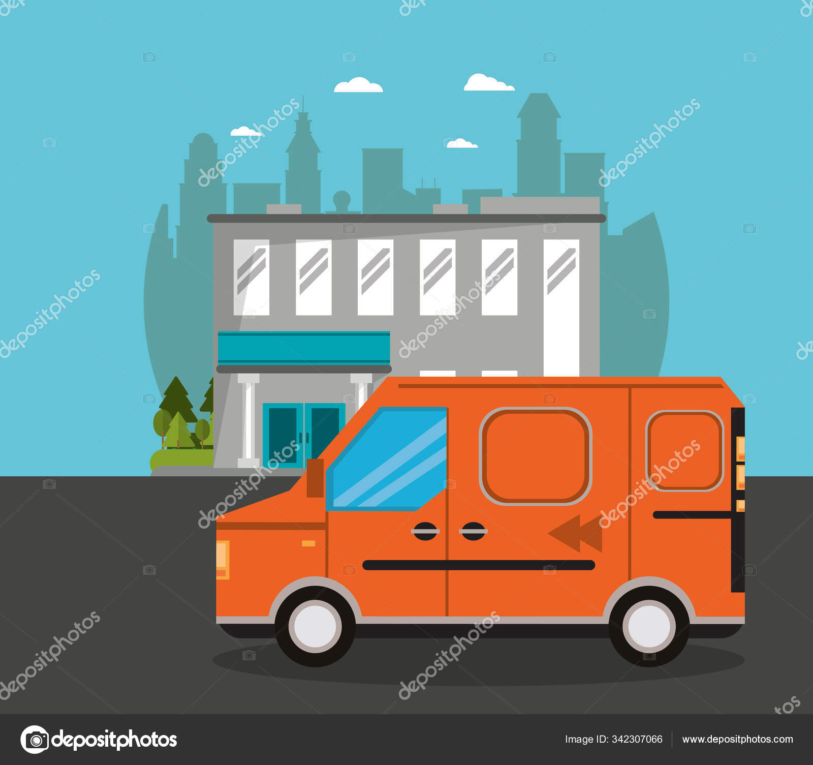Van delivery service on the city scene Stock Vector Image by ©jemastock ...