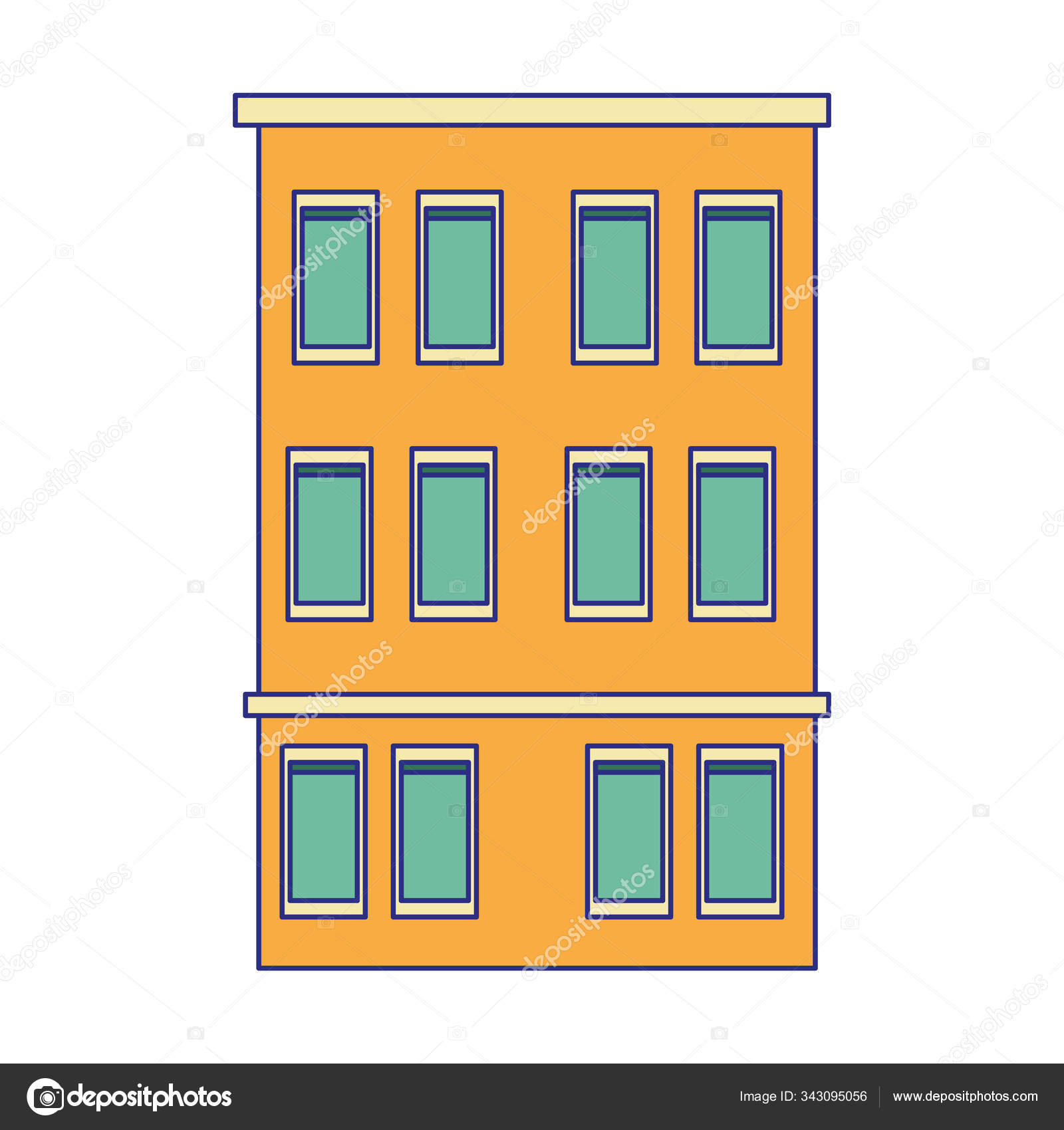 Yellow building with windows icon, colorful design Stock Vector Image ...