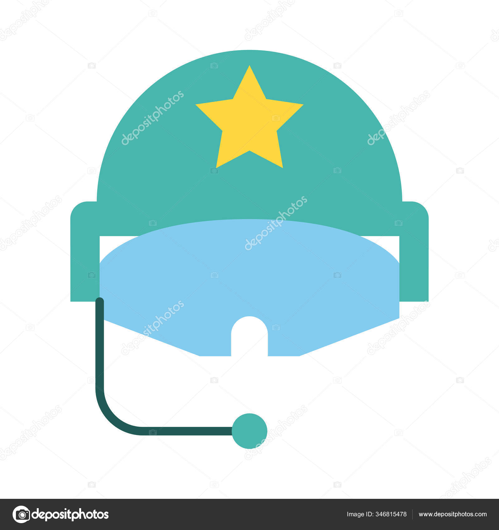 Military force helmet with microphone line and fill style icon Stock ...