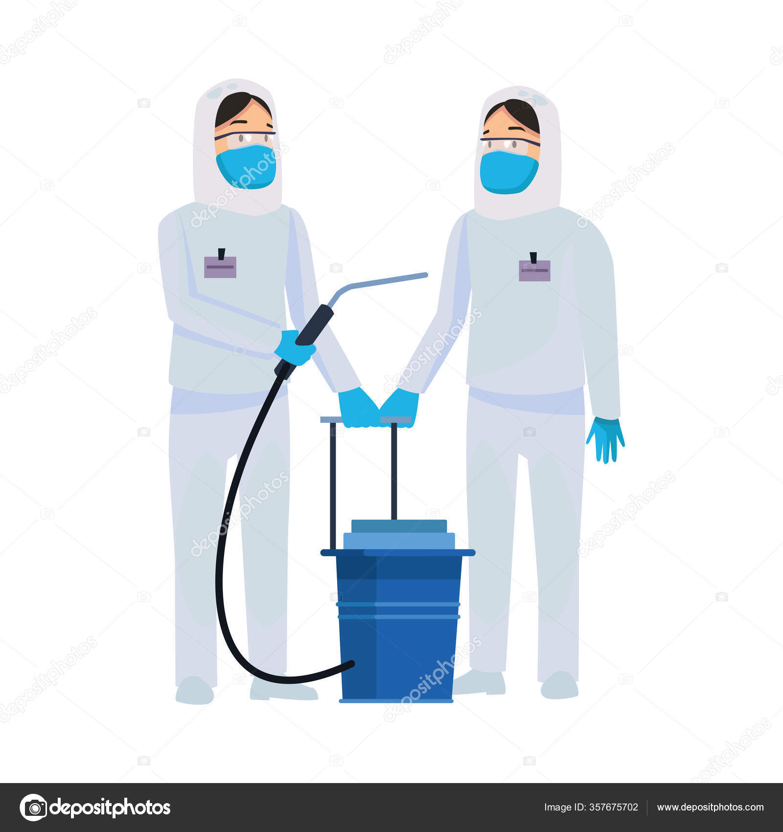 Biohazard cleaning persons with sprayer characters Stock Vector by ...