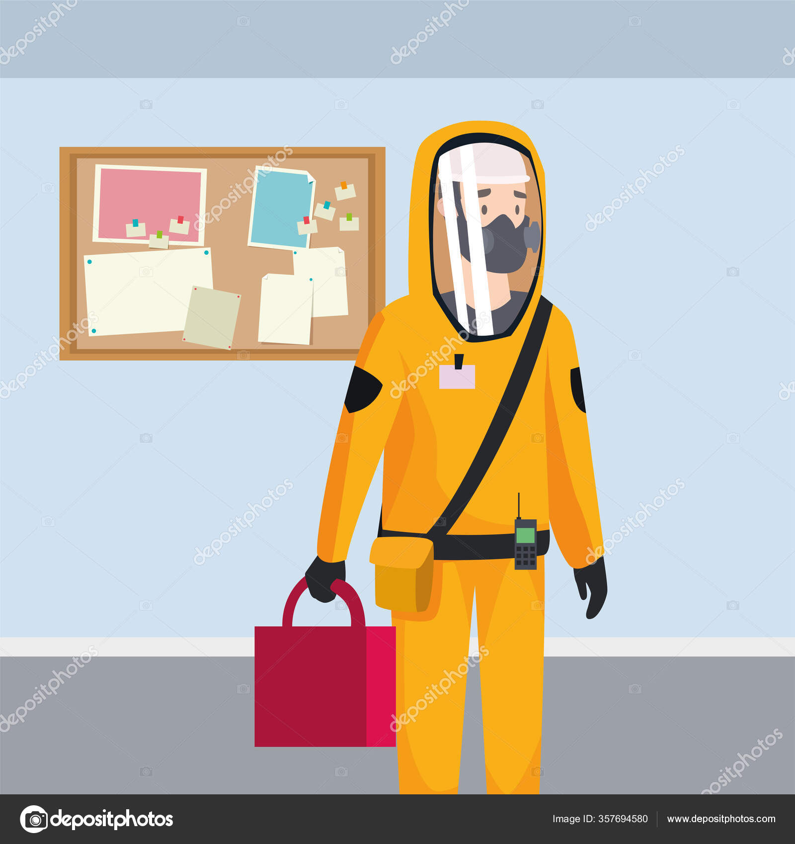 Biohazard cleaning person with special suit character Stock Vector by ...