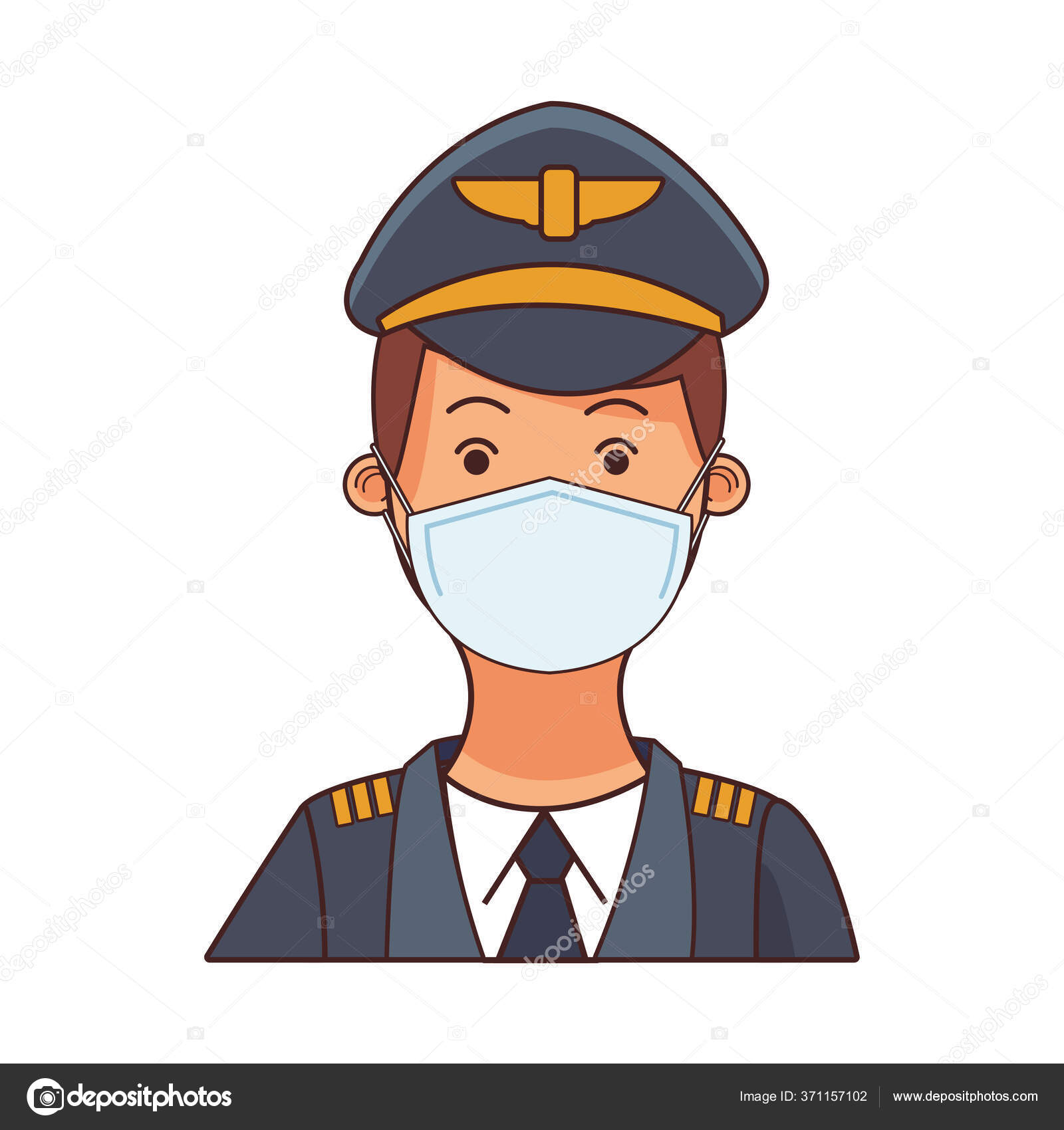 Pilot worker profession using face mask Stock Vector by ©jemastock ...