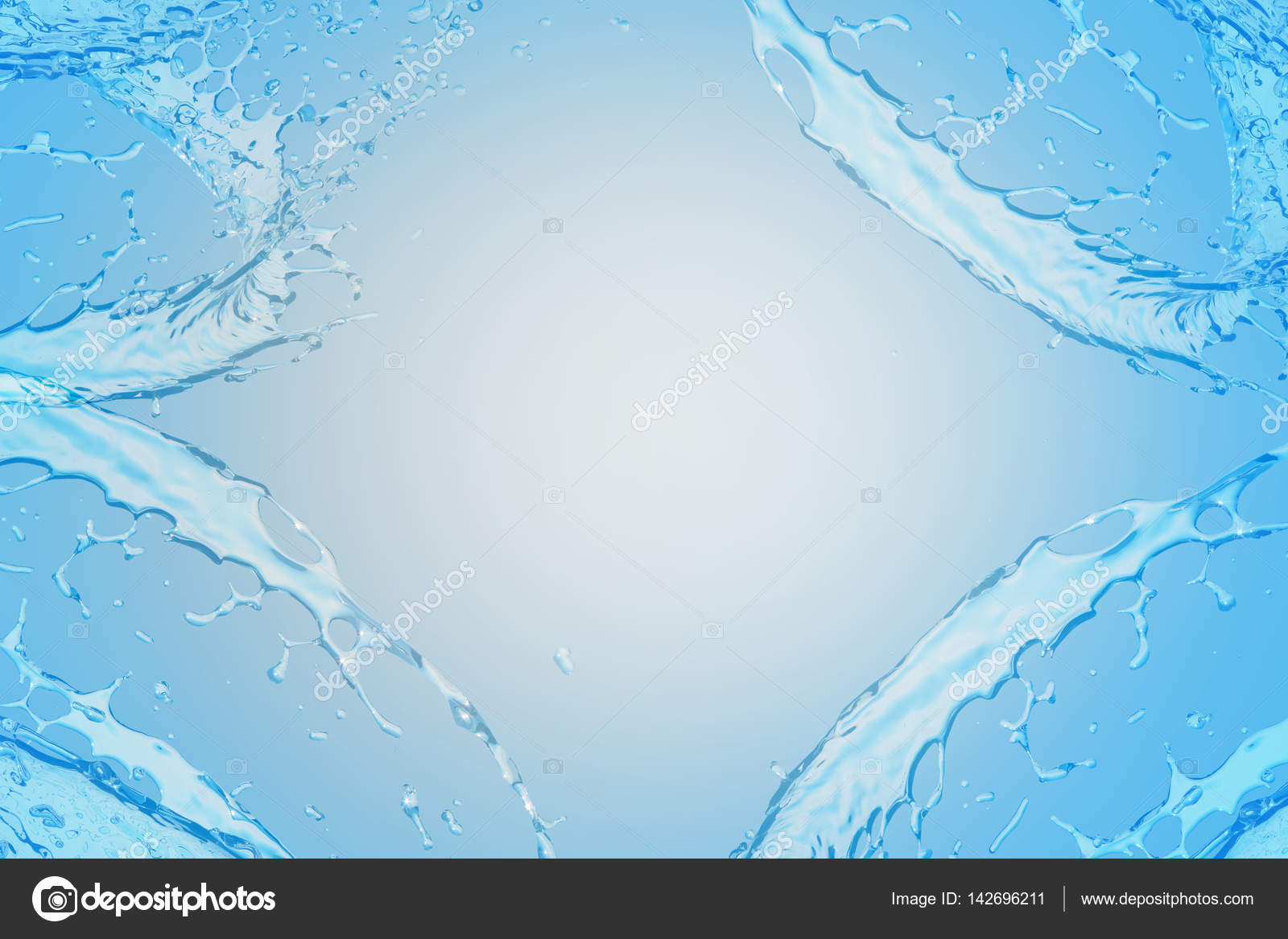 Translucent Water Splashes Light Blue Gradient Background — Stock Photo ...