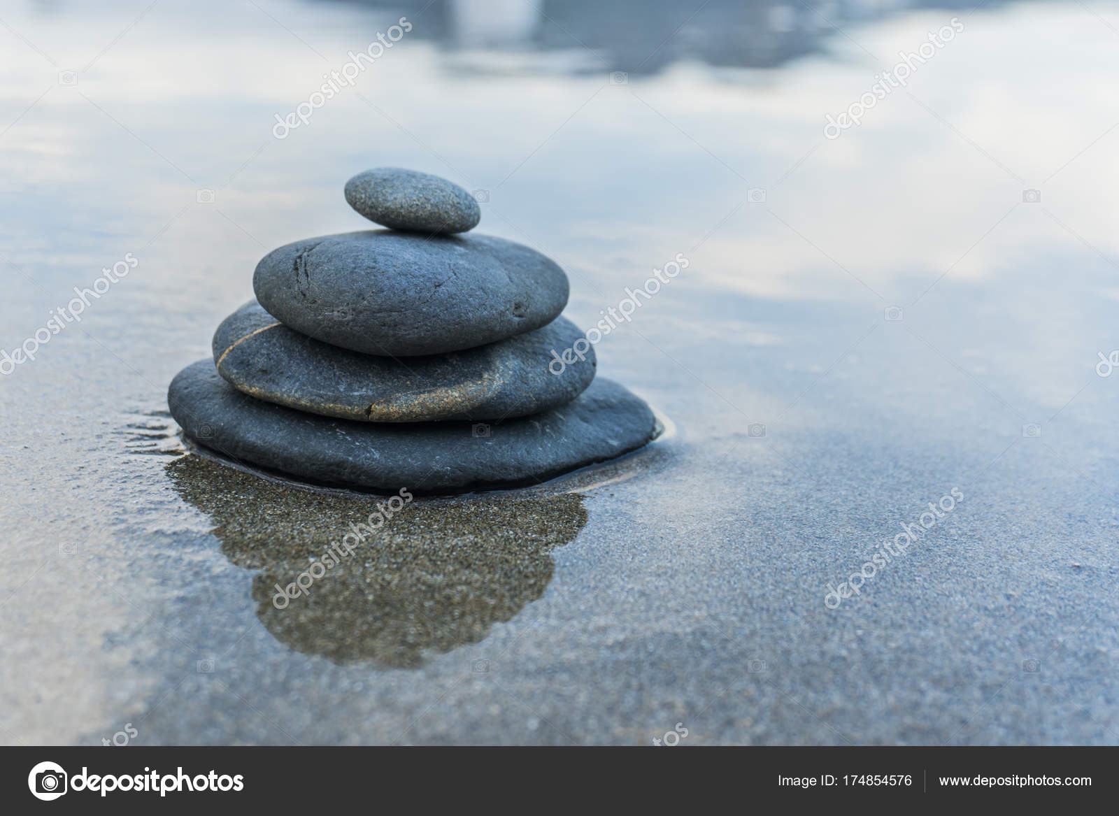 Zen Stones Background Ocean Perfect Meditation — Stock Photo ...