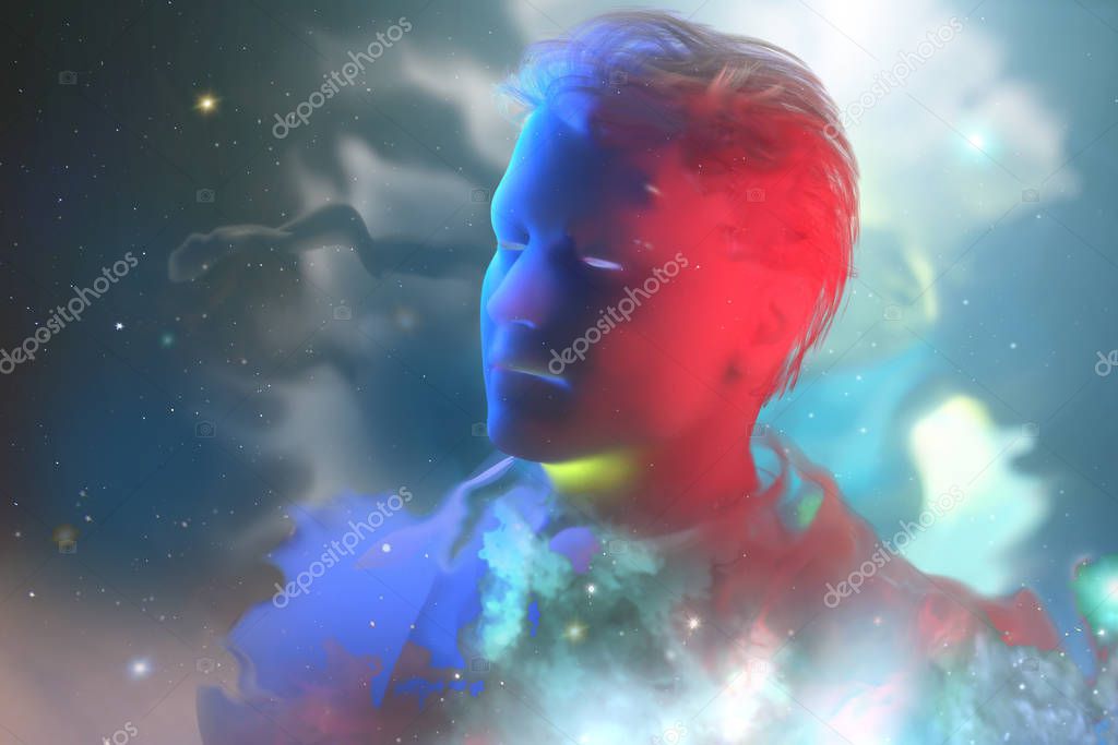 rostro del hombre en el espacio como símbolo de filosofía y psicología ...