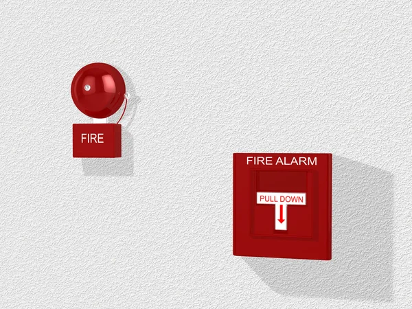 Red fire alarm switch and alarm bell - Stock Image - Everypixel