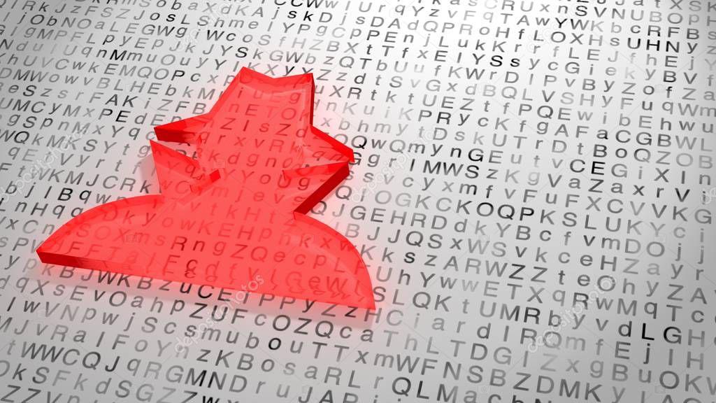 Red glass hacker symbol on random grunge letter background Stock Photo ...