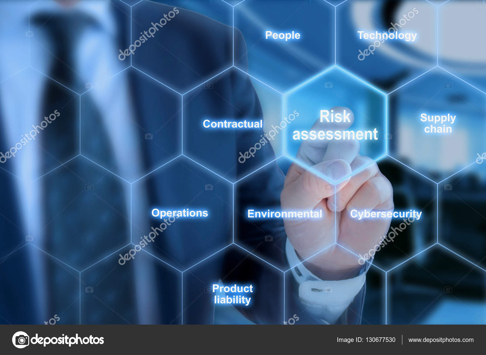 Different risk types in a hexagon grid Stock Photo by ©BeeBright 130677530