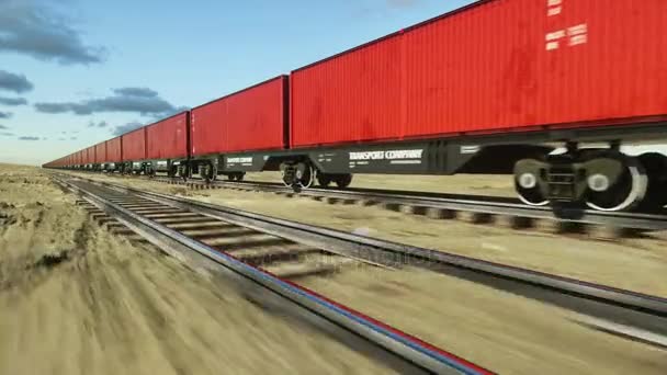 Freight train with cargo containers. Against Sunrise. logistic concept ...