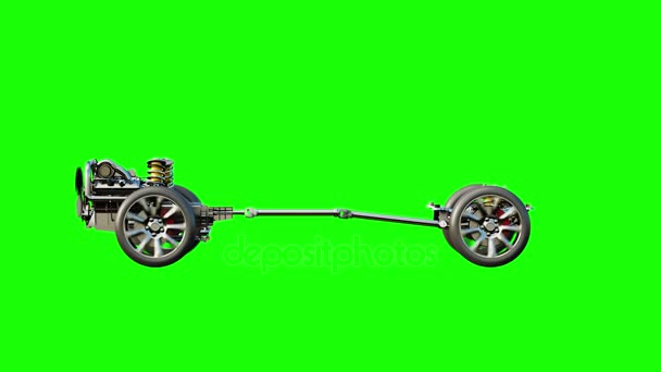 Car chassis with engine isolate. Very fast driving. Auto concept. Green ...