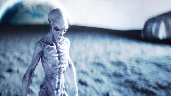 Alien in space ship. hand reaching out with Earth planet. UFO ...