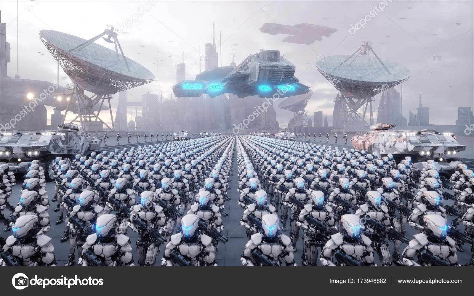 Invasion of military robots. Dramatic apocalypse super realistic ...